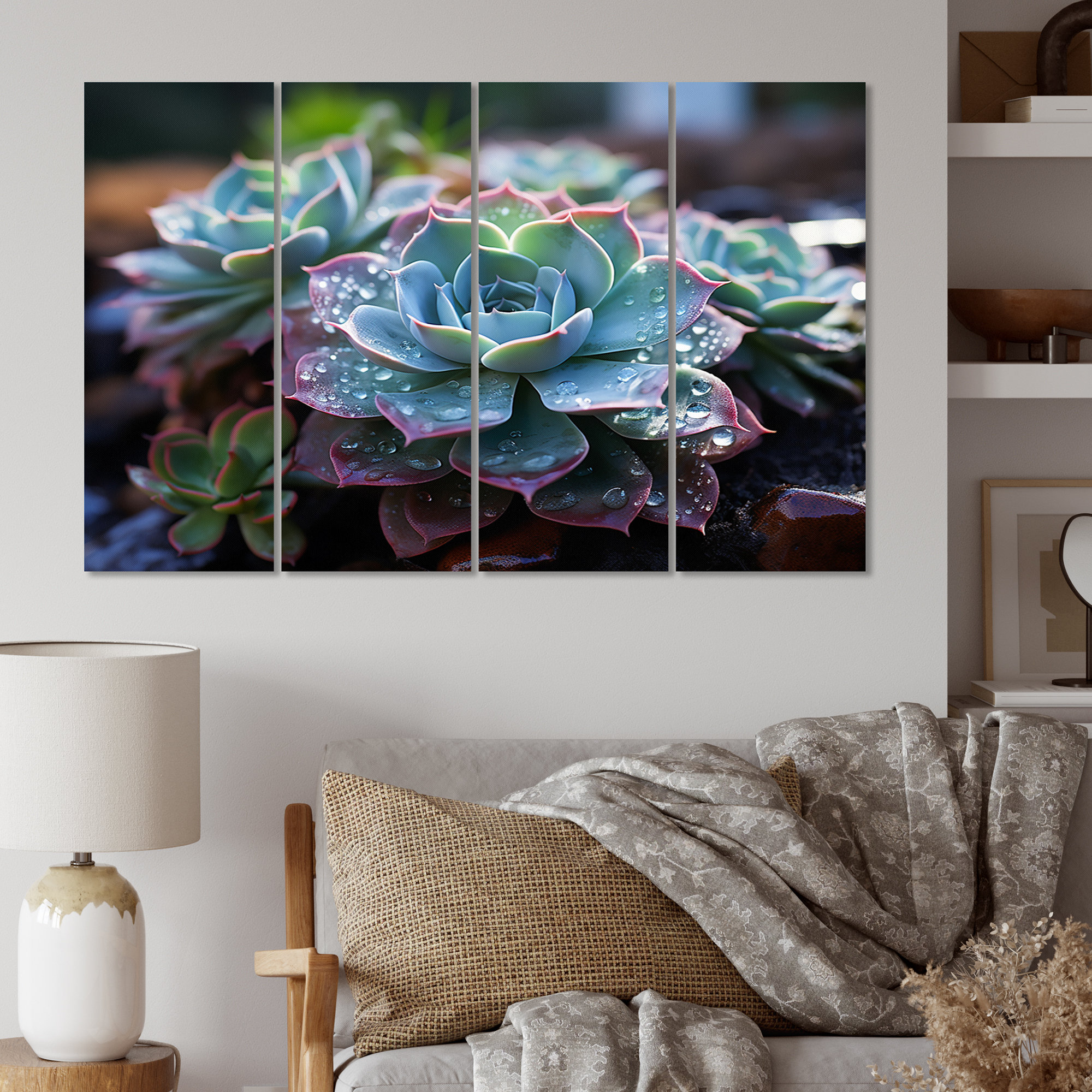 Dakota Fields Green Succulent Serene Succulent On Canvas 4 Pieces Print ...