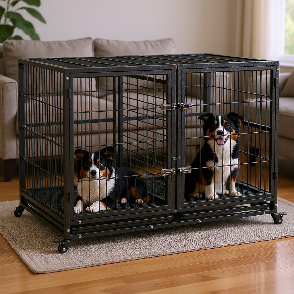 Archie & Oscar™ Heavy Duty Dog Crate, With Flexible Divider, 2 Door ...