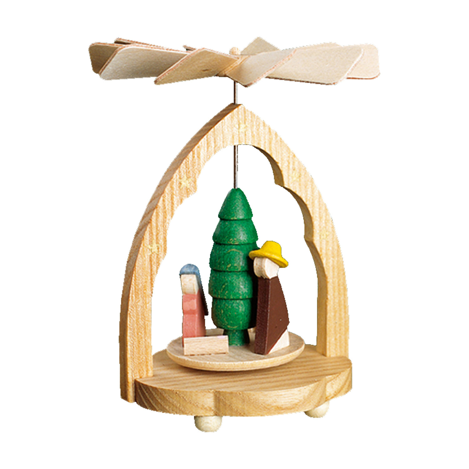 The Holiday Aisle® Mini Nativity Spinning Pyramid Natural Wood | Wayfair
