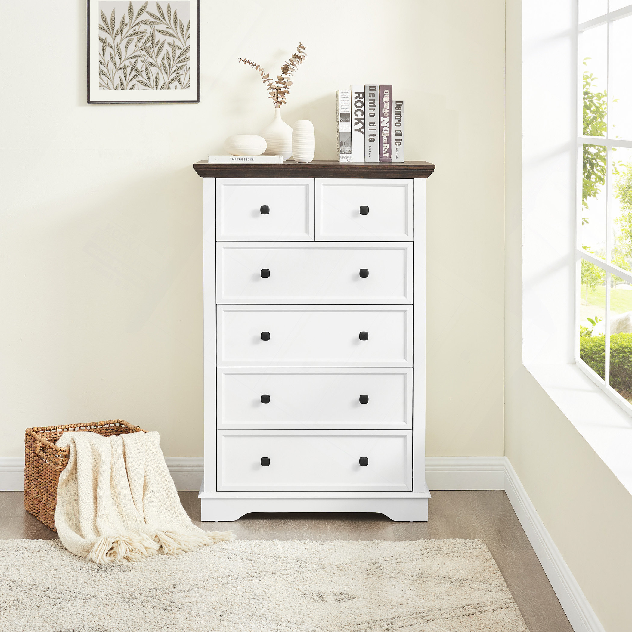 Rosalind Wheeler Drawer Dresser, Dresser,6 Drawers Cabinet Tall Chest ...