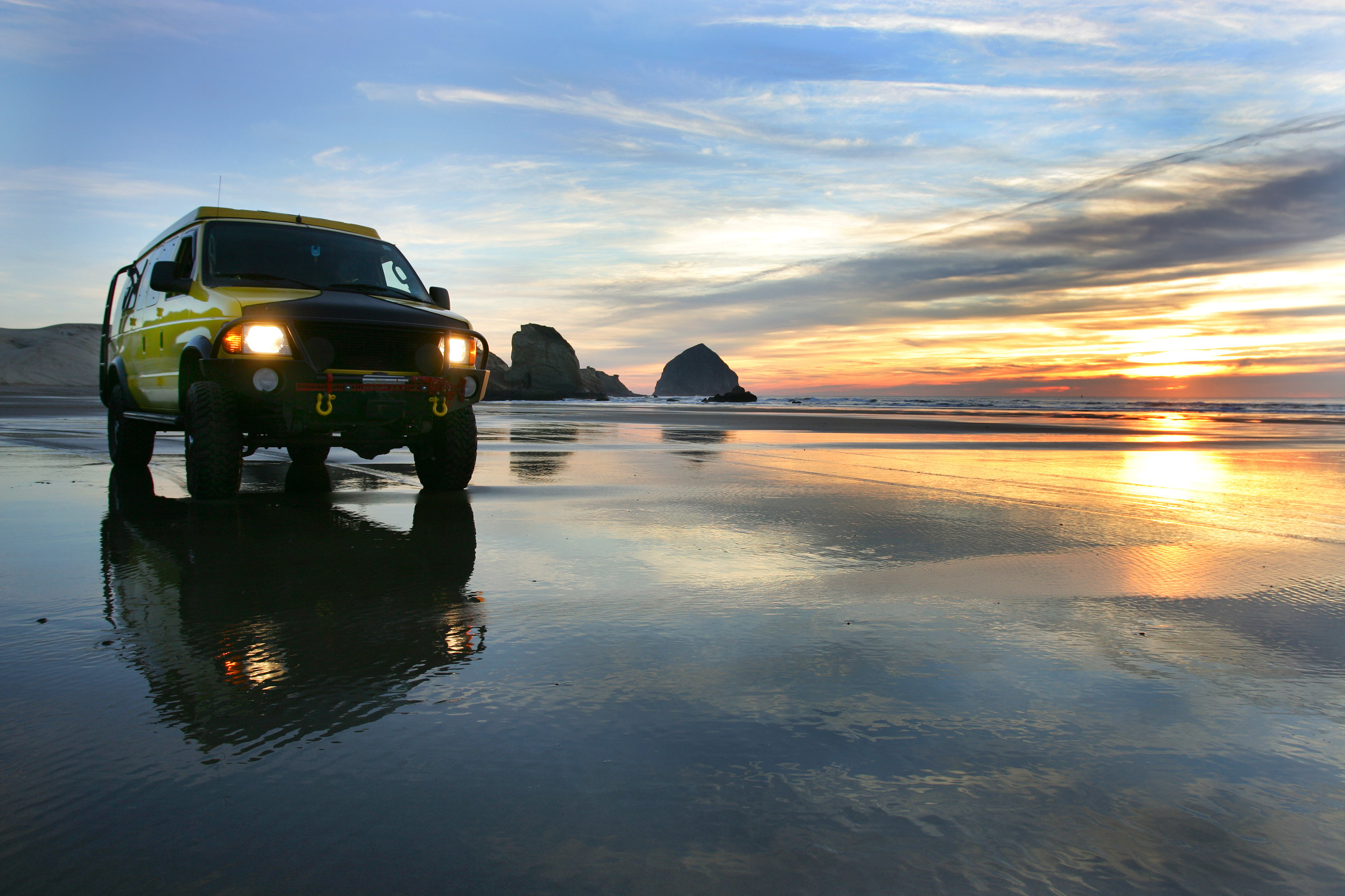 Highland Dunes Yellow Van by Oksanaphoto - Wrapped Canvas Photograph ...