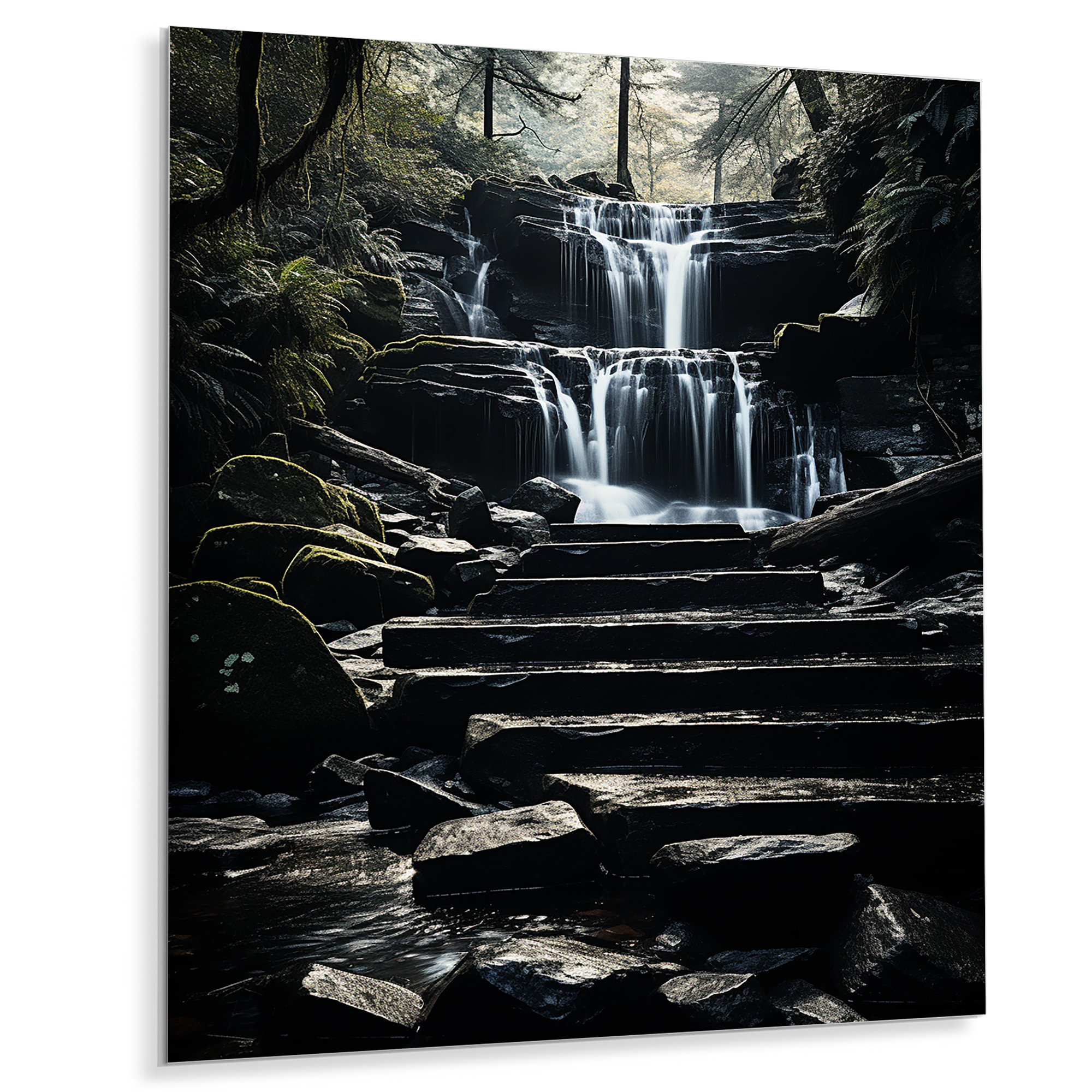 Millwood Pines Grey Waterfall Cascading Reflections - Landscapes Metal ...