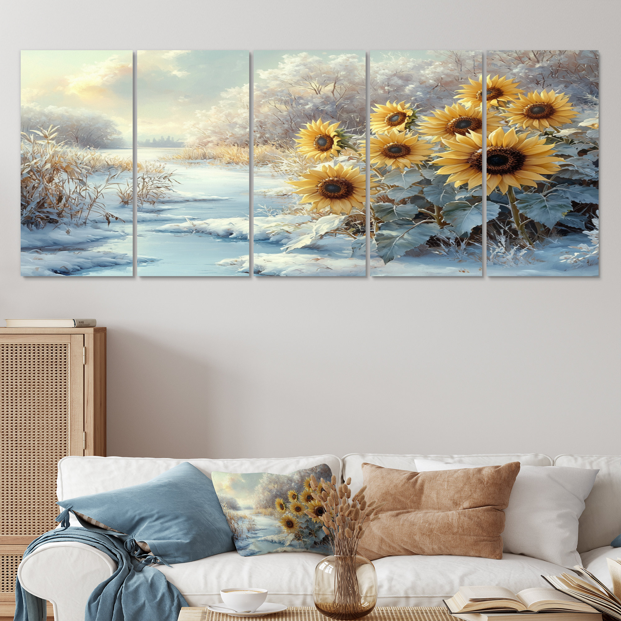 August Grove® Sunflowers By The Frozen Pond I - Sunflowers Wall Art ...