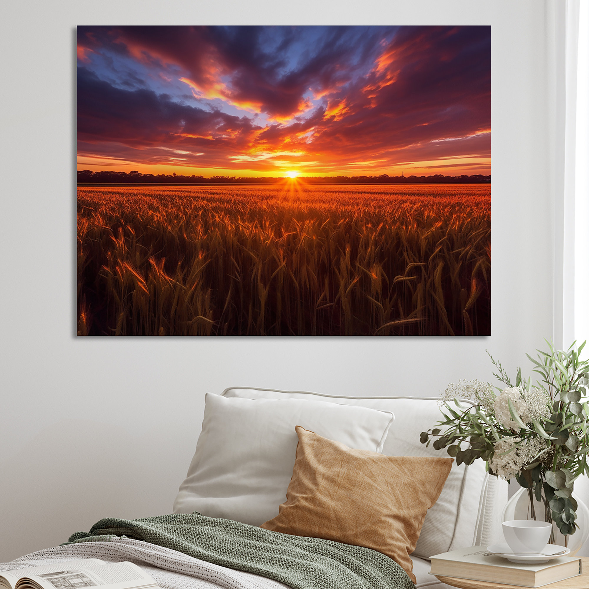 Gracie Oaks Glorious Sunset Over Flanders Wheat Fields I On Canvas ...