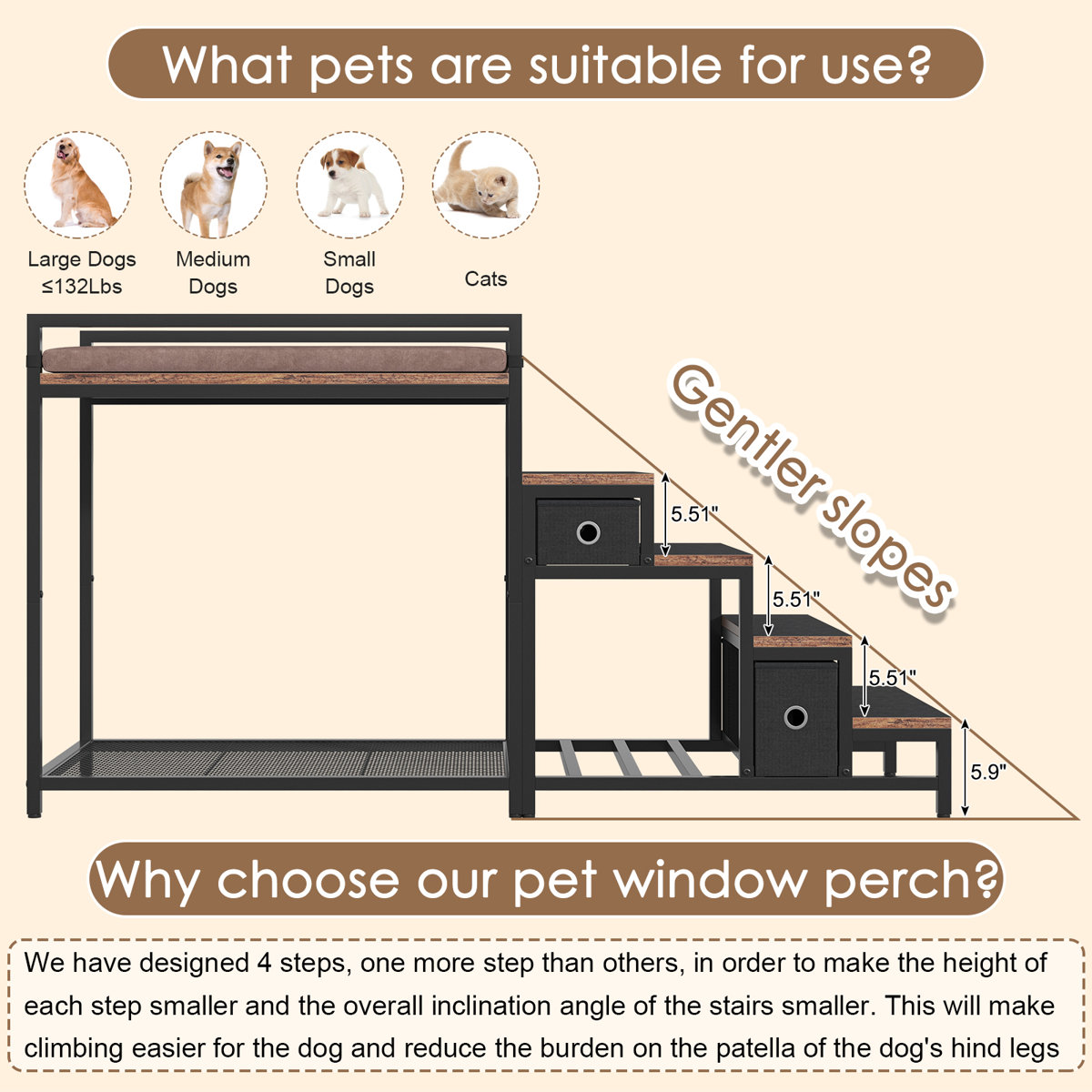 Tucker Murphy Pet™ Bunk Beds Window Perch For Dogs Bedside Lounge Multi ...