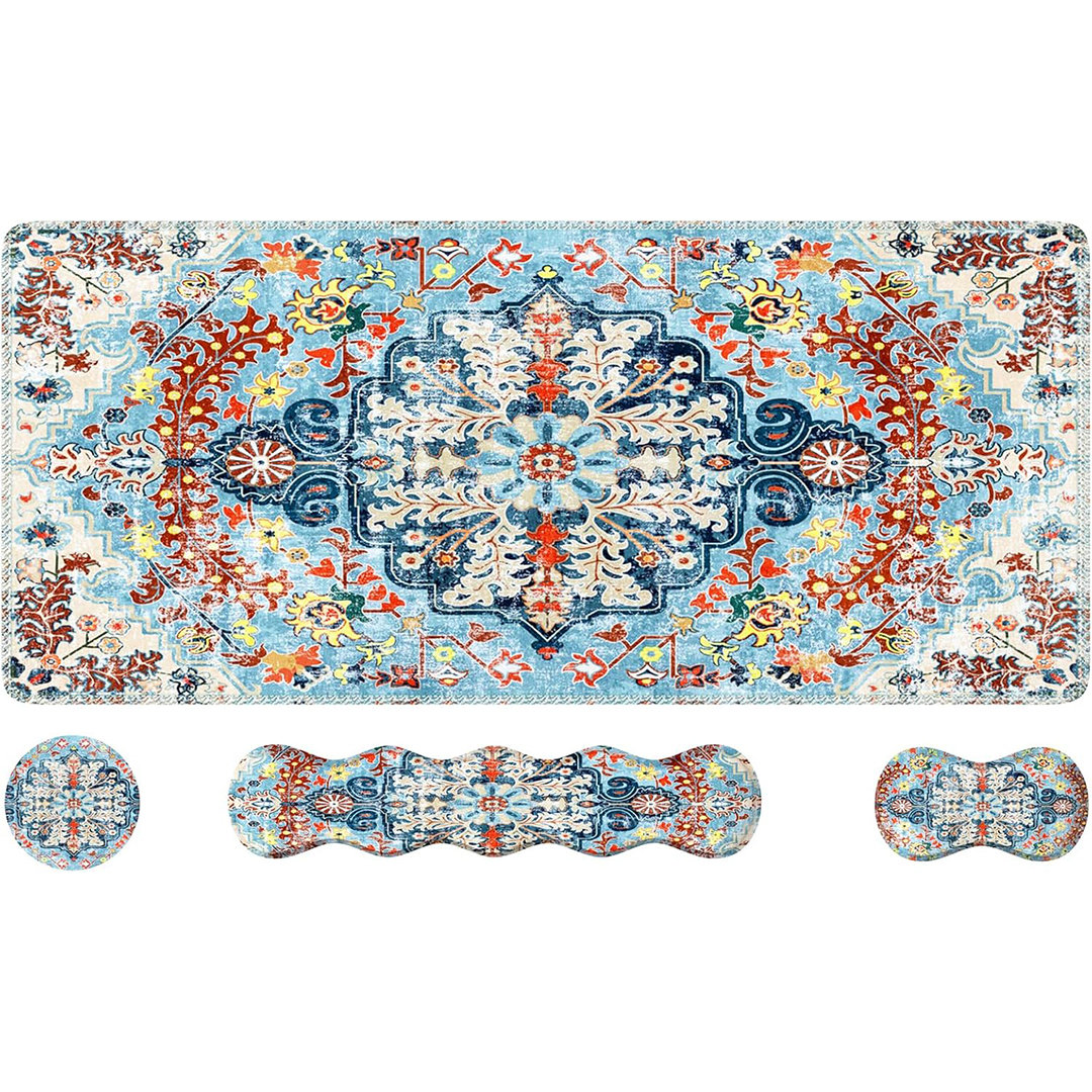 Red Barrel Studio® Retro Boho Floral Blue Pad Set,4 PCS Gaming Mouse ...