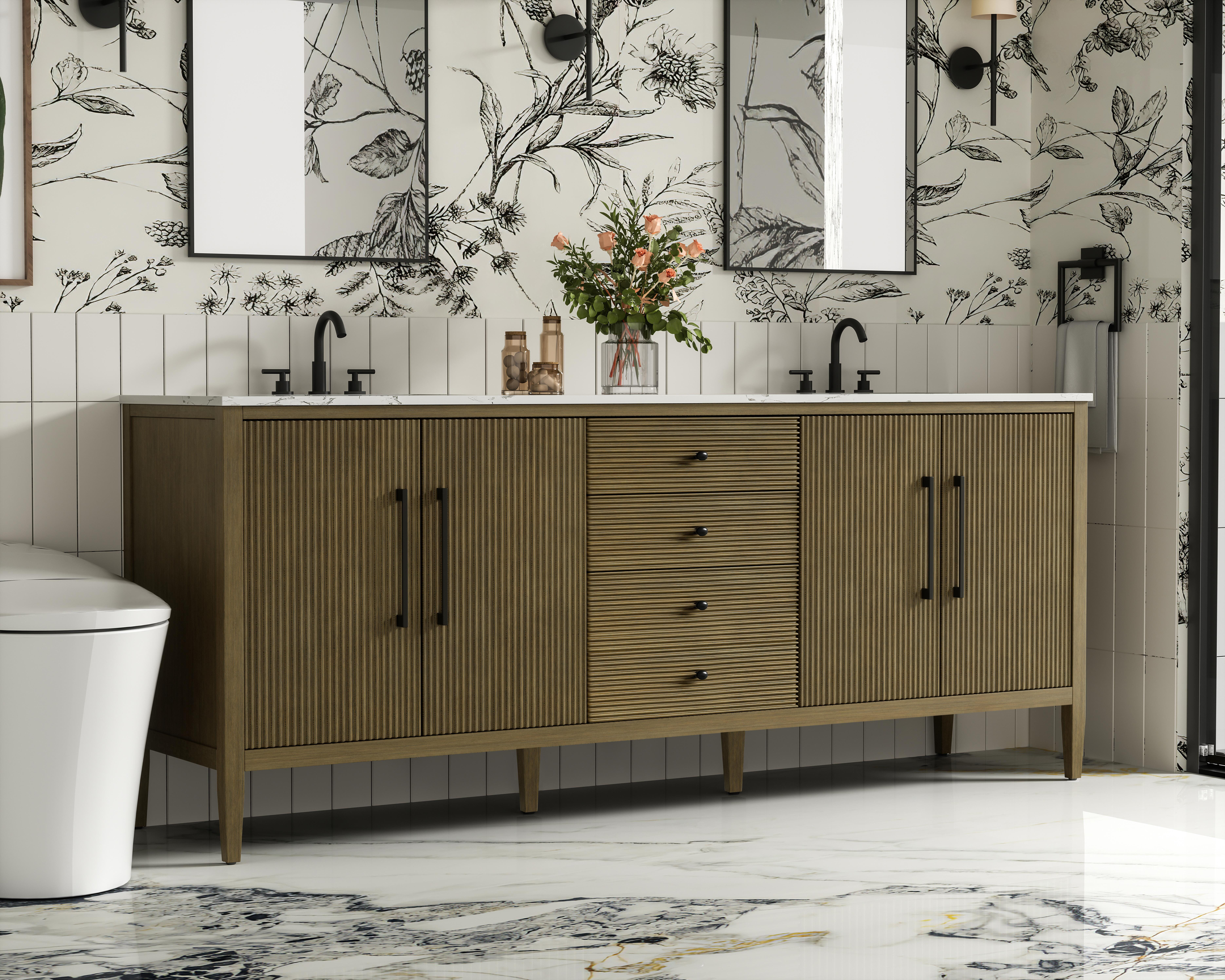 Winston Porter 84 inch Double Bathroom Vanity & Reviews - Wayfair Canada