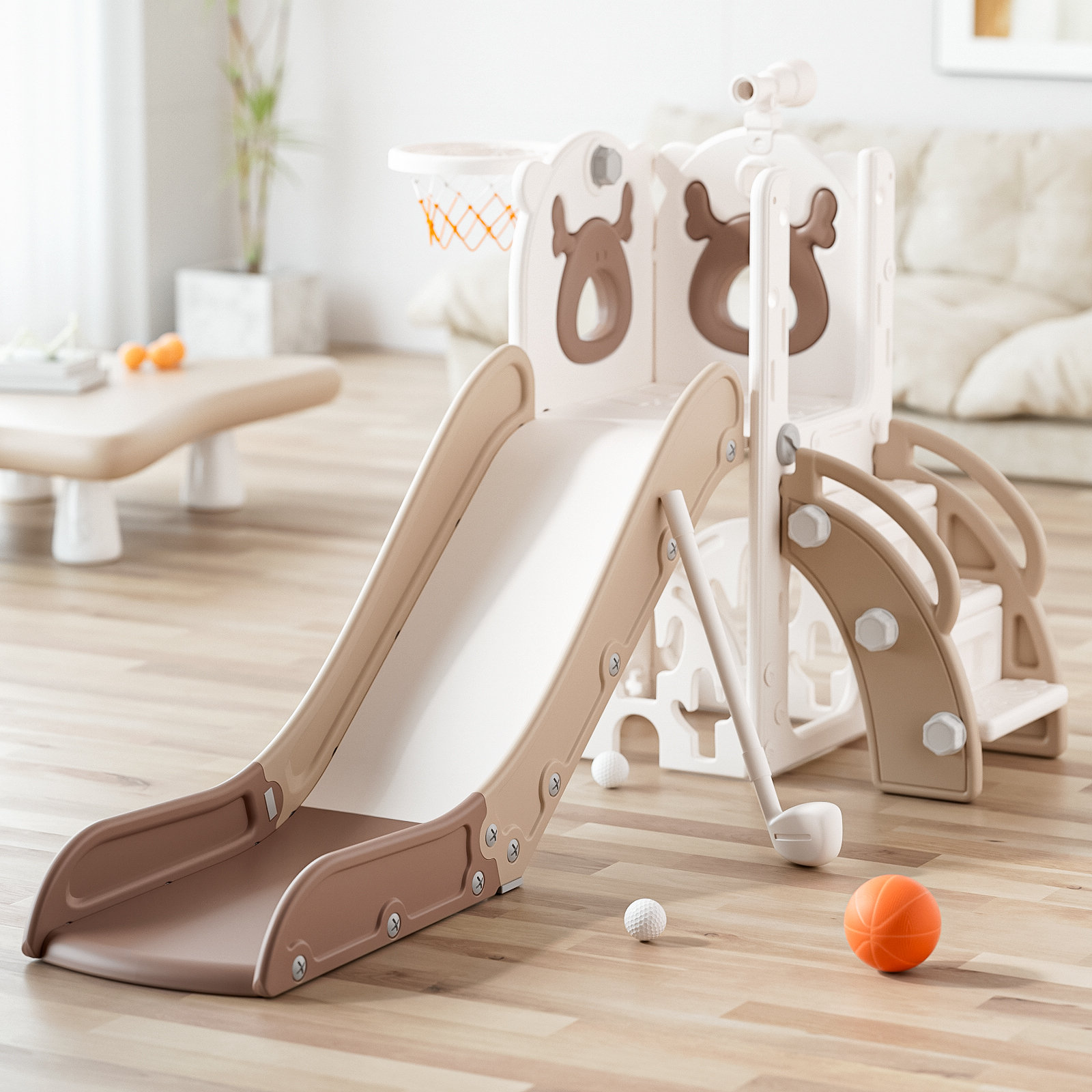 Uanlauo 7 In1 Elk Toddler Slide, Kids Indoor Slide For Toddlers ,baby ...