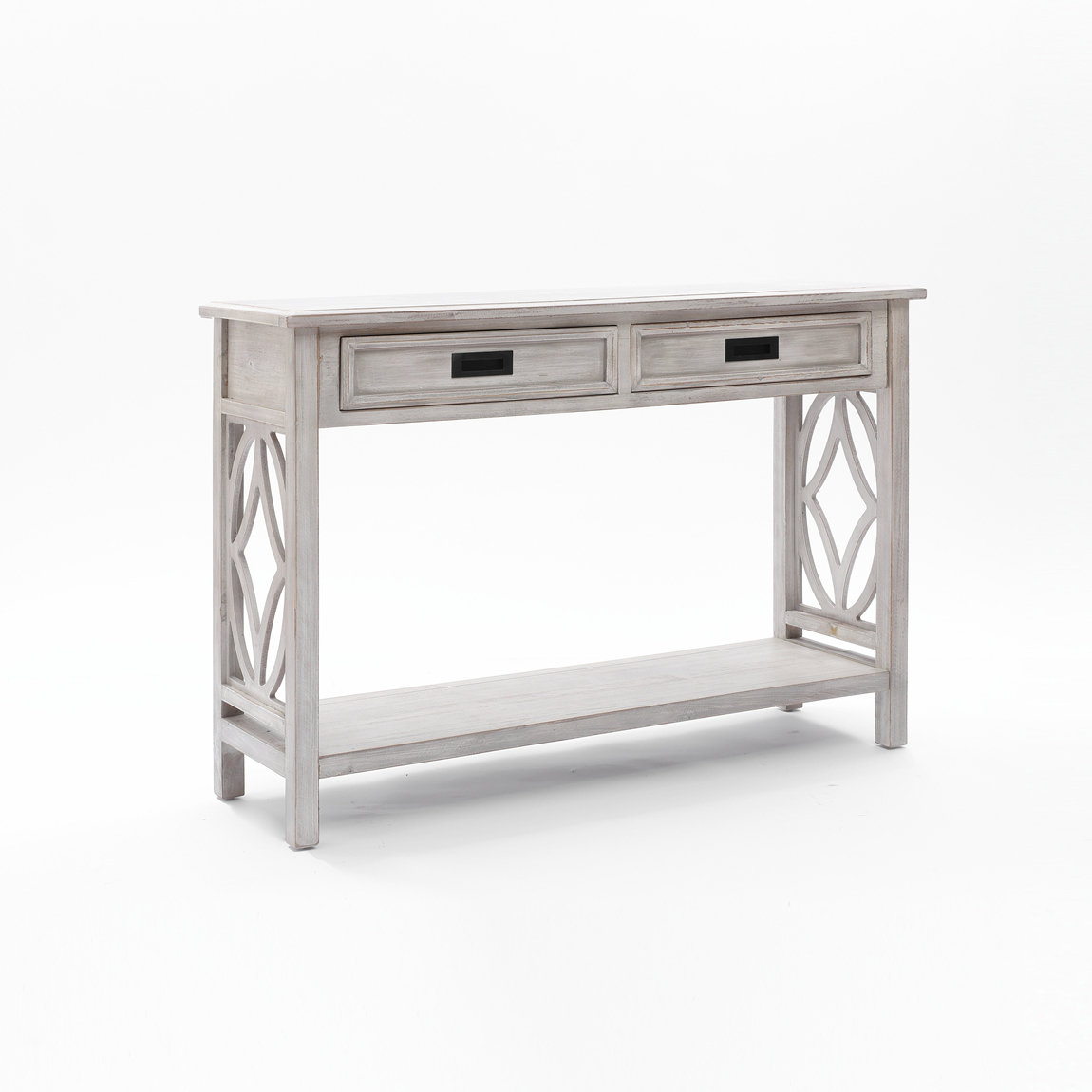 Highland Dunes Washed Wood 2-Drawer 1-Shelf Console And Entry Table ...