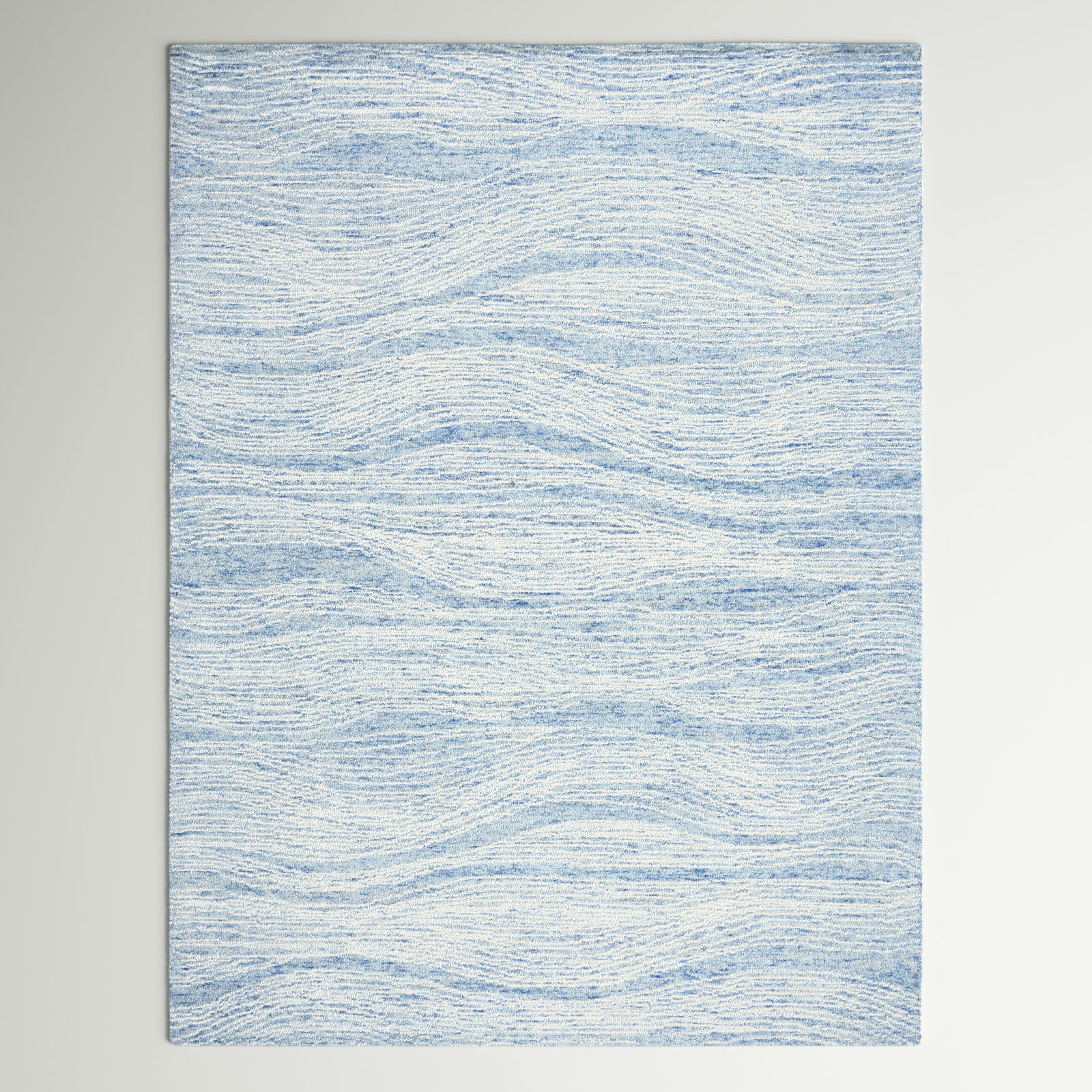 Highland Dunes Ameelia Abstract Handmade Tufted Wool Blue/Ivory Area ...
