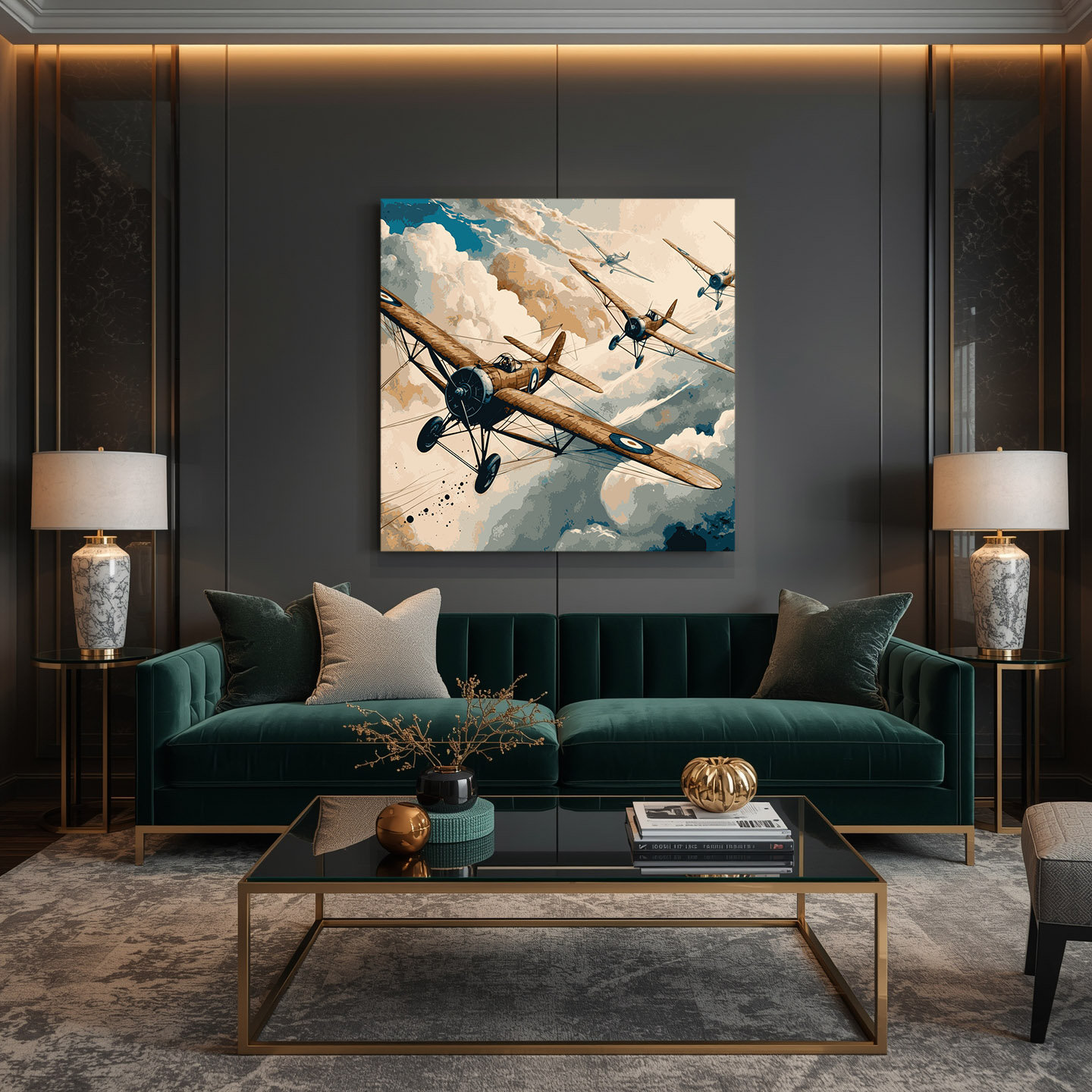 Latitude Run® Transportation Biplane illustrations Beige Canvas Wall ...