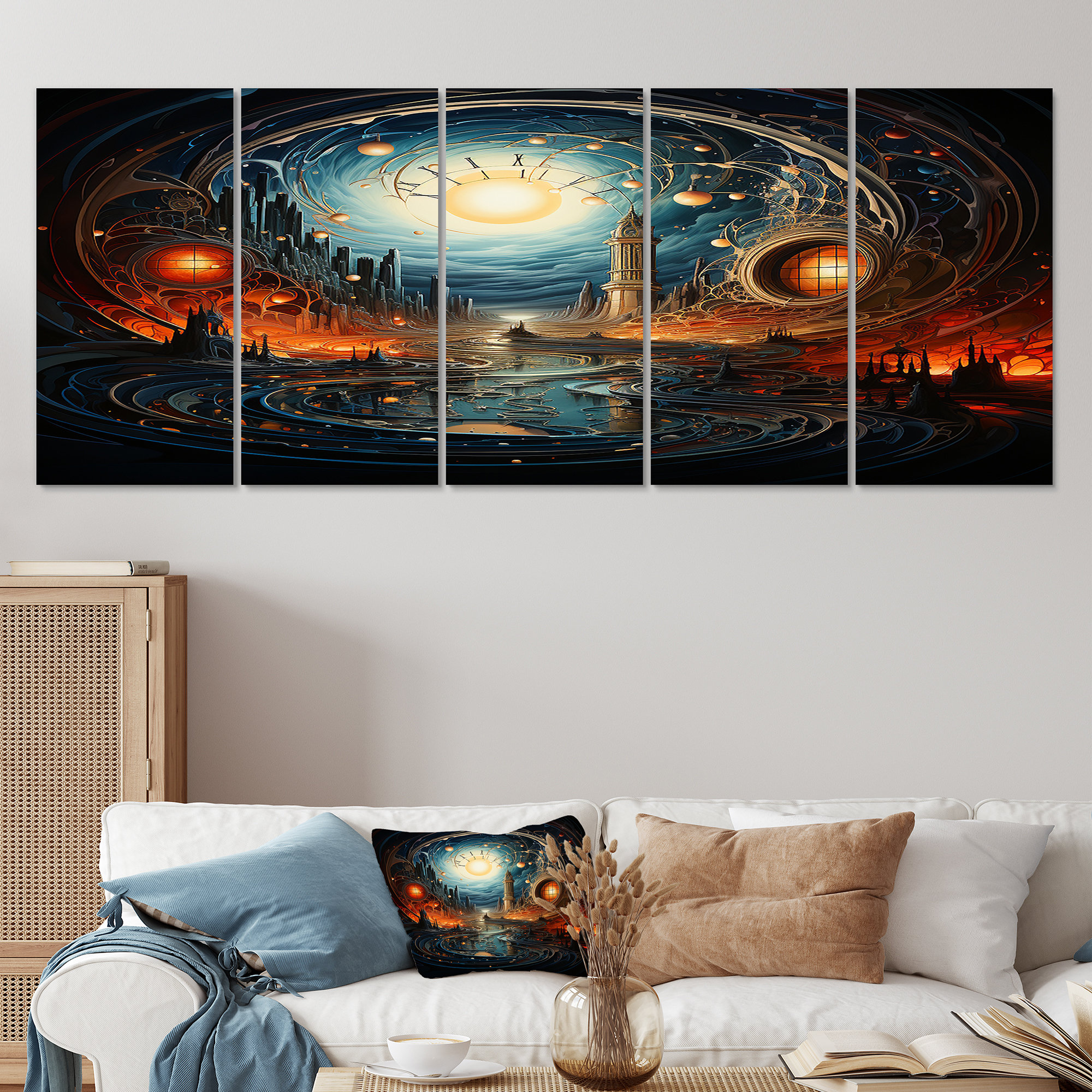 Lark Manor™ Eclipse Over Arcadia Mystic Towers - City Fantasy Wall Art 5 Piece | Wayfair