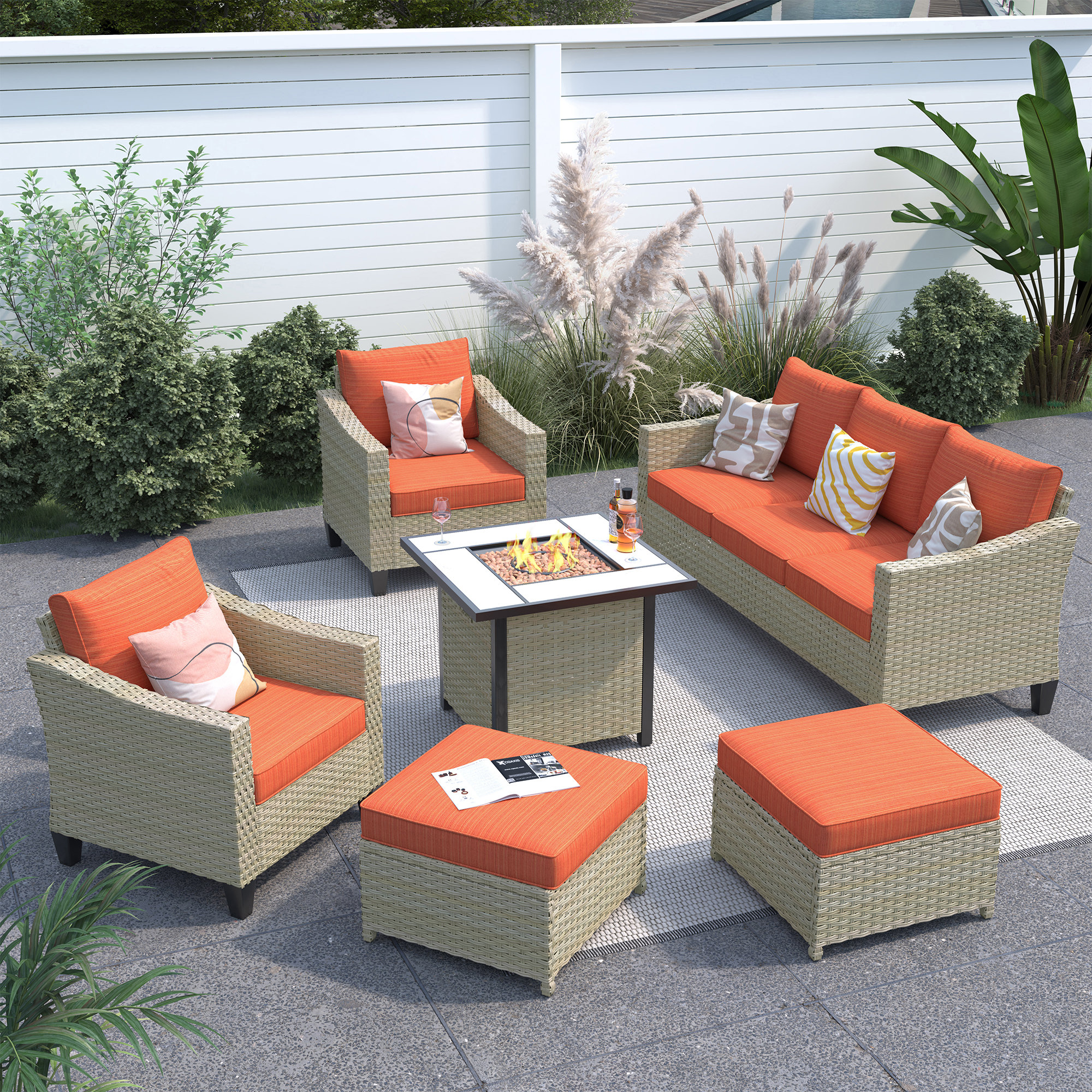Red Barrel Studio® 5 - Person Outdoor Seating Group with Cushions | Wayfair