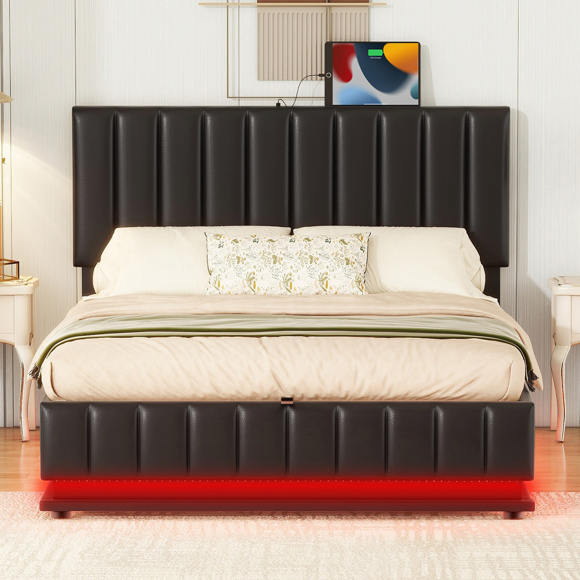 Latitude Run® Full Size Upholstered Bed With Hydraulic Storage System ...