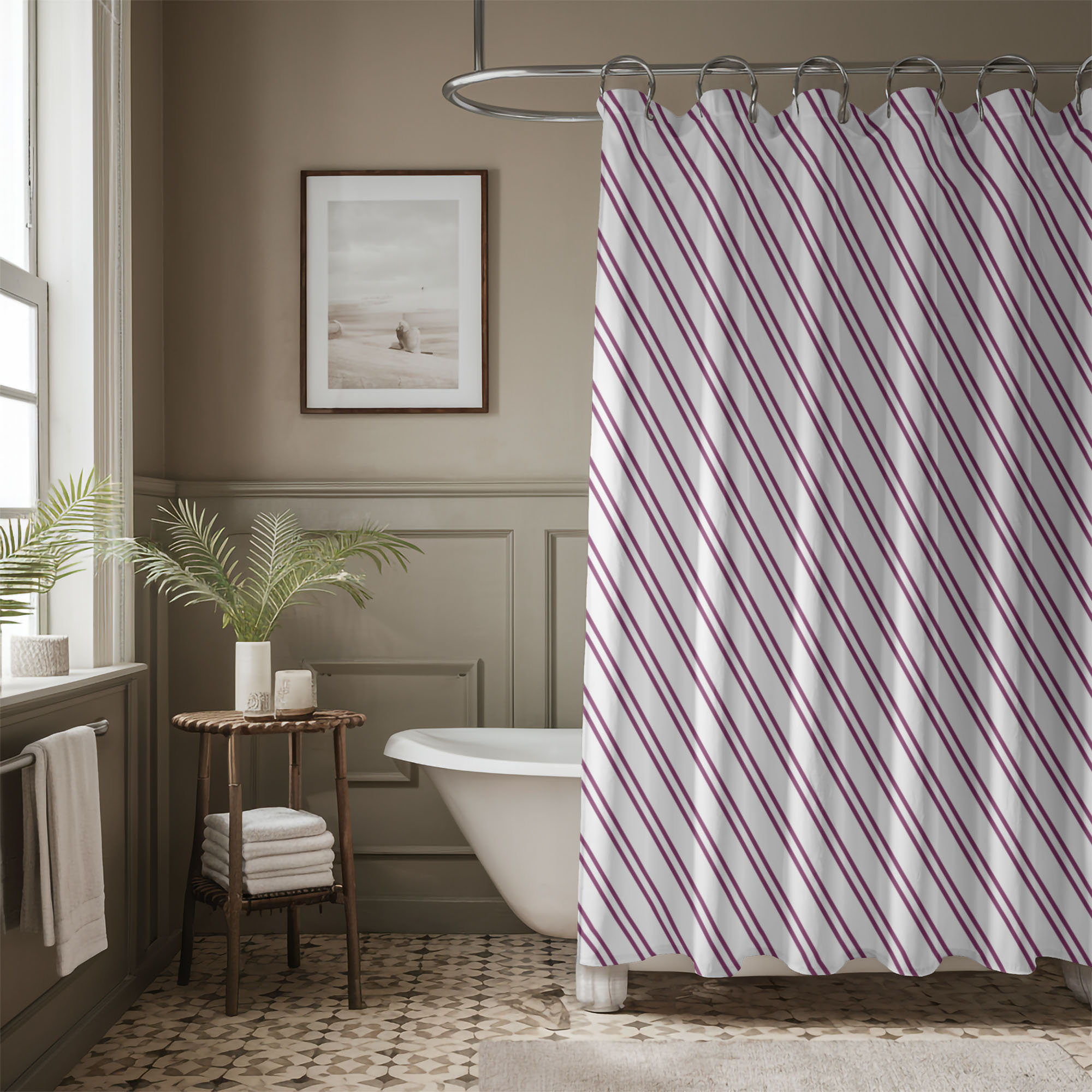 East Urban Home Magenta Bands Pattern - Premium Shower Curtain | Wayfair