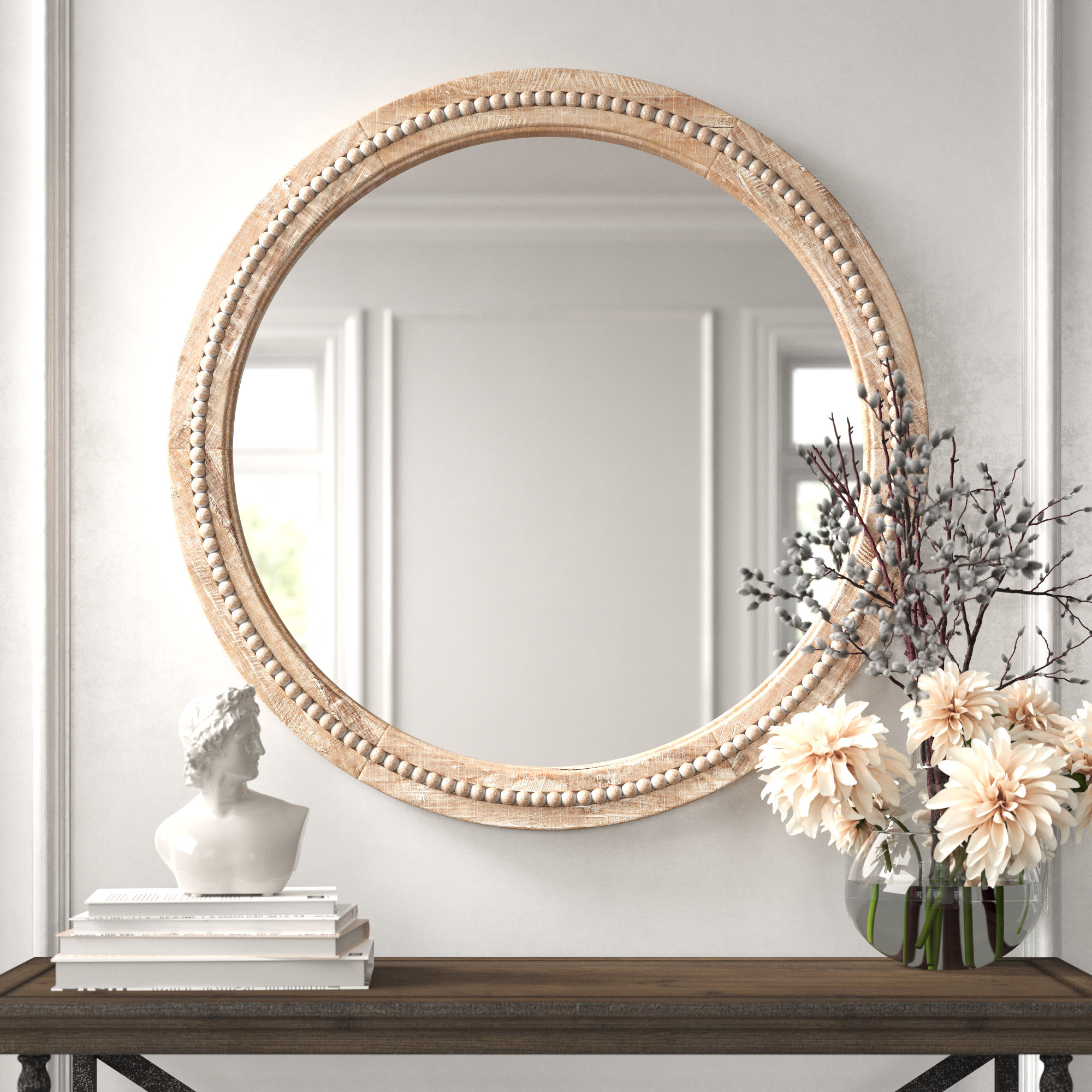 Sand & Stable™ Vivienne Brown Wood Distressed Room Wall Mirror with ...