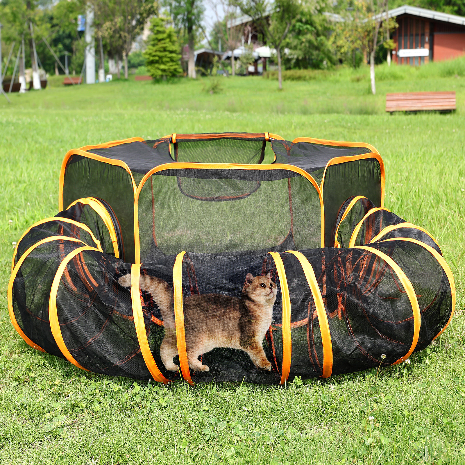 ANMINY 17.7'' H 2 Panel Fabric Exercise Pen With Pet Door | Wayfair