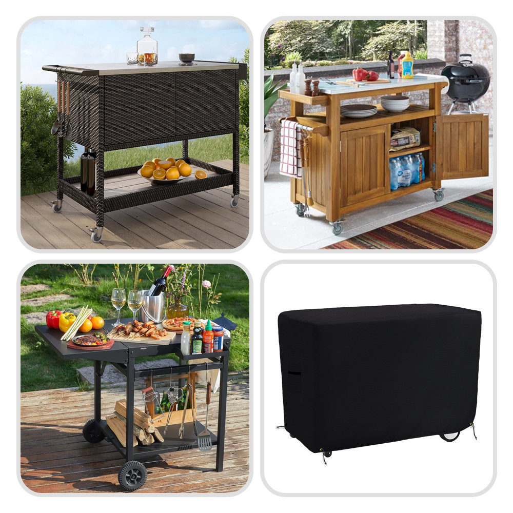 Arlmont & Co. High Density Multipurpose Patio Bar Cart Cover, Beverage ...