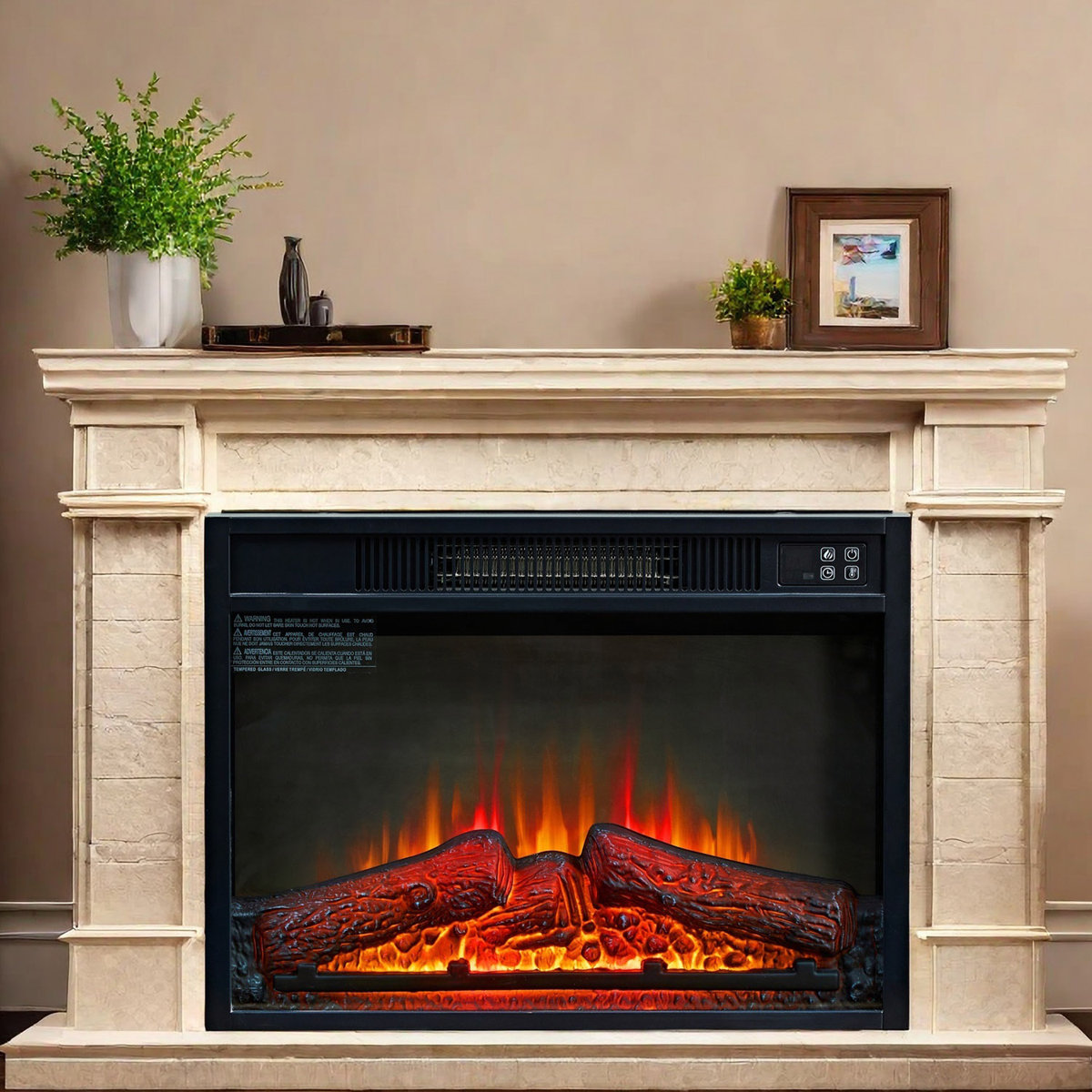 Winston Porter 23" Black Electric Fireplace Inserts With 3d Adjustable ...