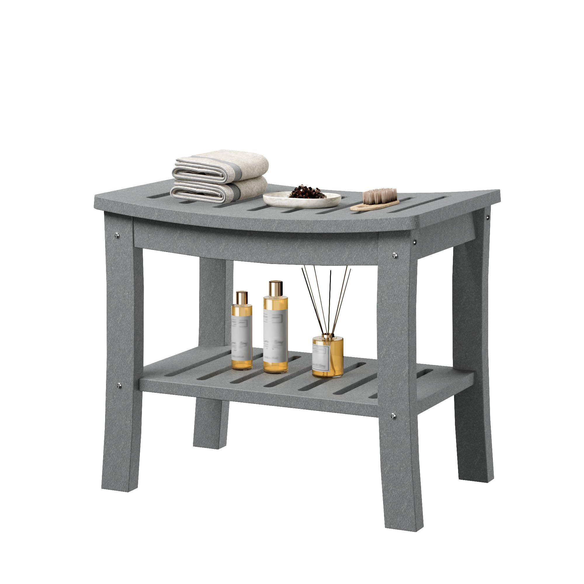 Rebrilliant HDPE Showers Bench With Storage Shelf,Shower Bench for ...