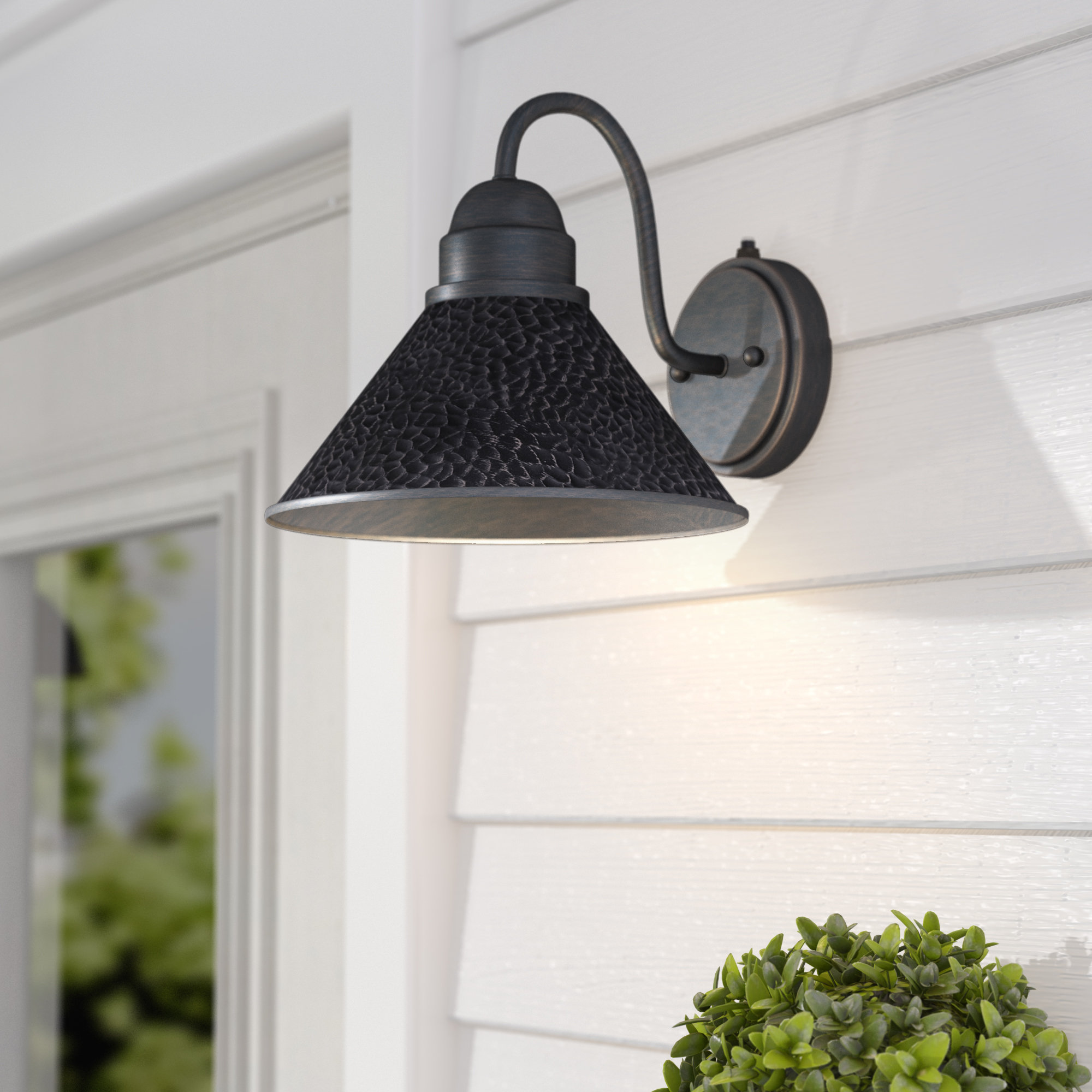 Birch Lane™ Callery Iron Outdoor Barn Light with Dusk to Dawn ...