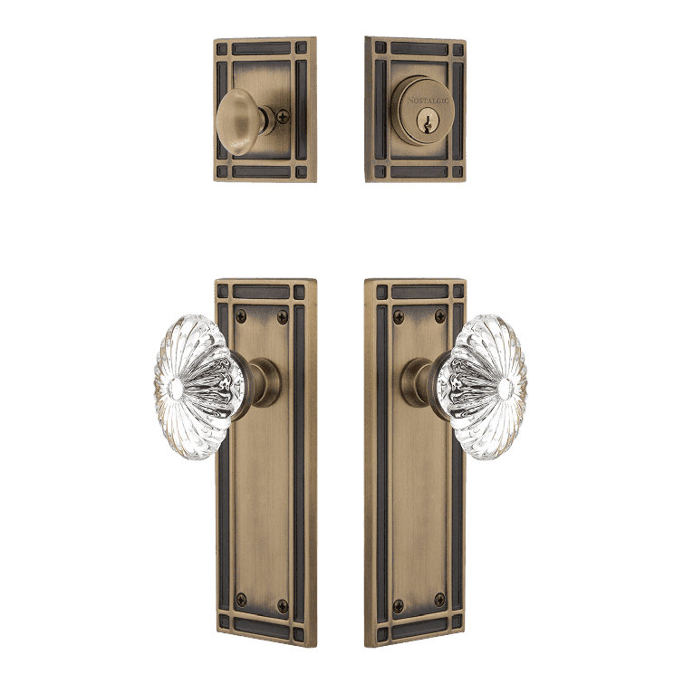 Nostalgic Warehouse Mission Entry Set with Oval Fluted Crystal | Wayfair