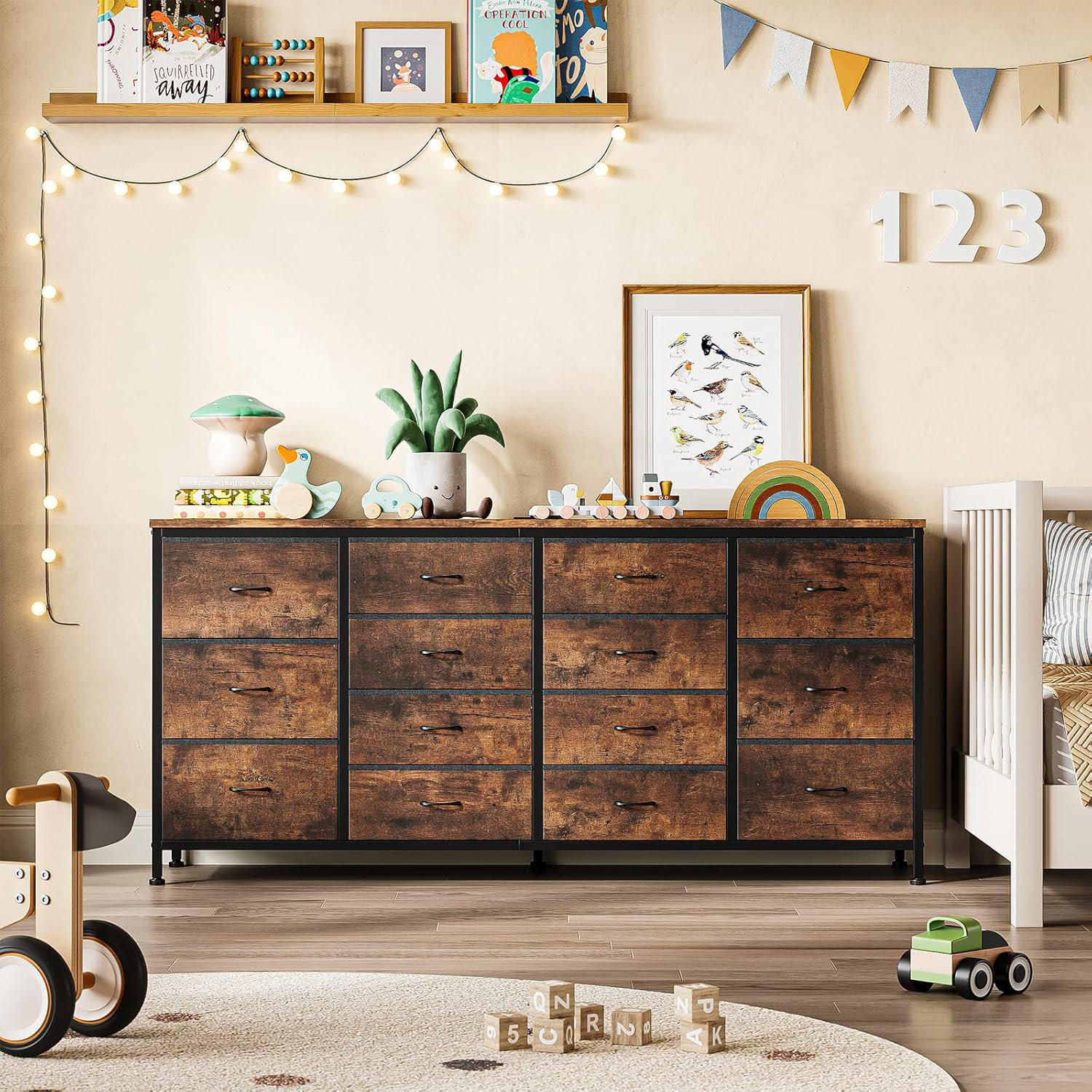Rebrilliant 63" W Drawer Dresser, Chest Of Drawers, 14 Drawer For ...
