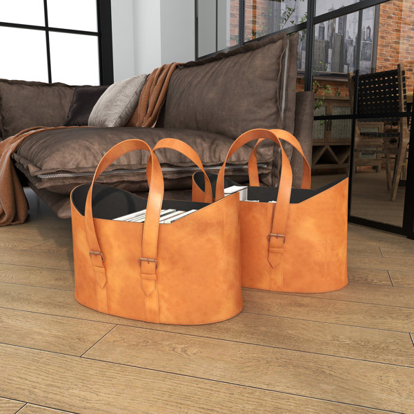 Joss & Main Leather Handmade Box Style Single Slot Magazine Holder with ...