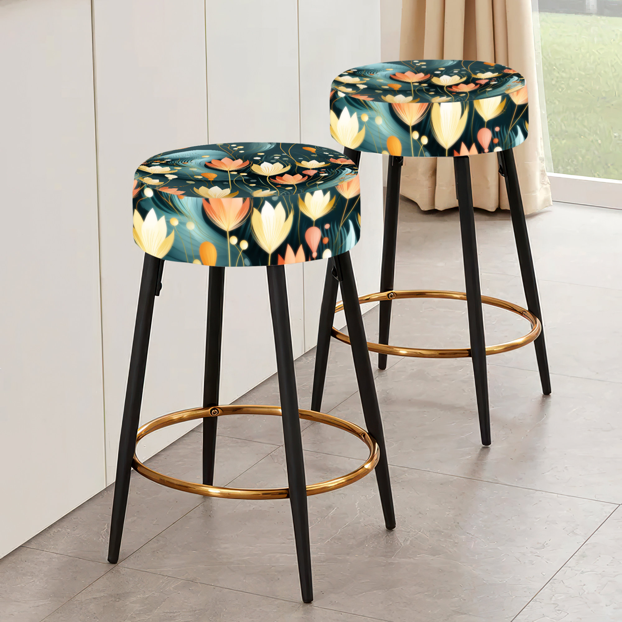 Design Art Modern Oasis Hues In Botanical World - Tropical Bar Stools ...