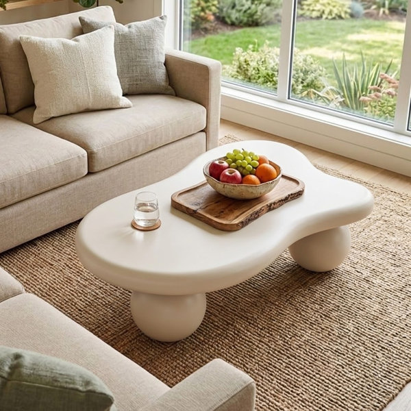 George Oliver Modern Cloud-Shaped Coffee Table with Three Ball Legs ...