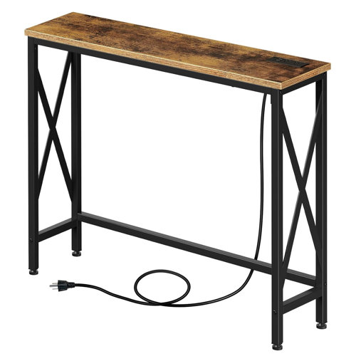 17 Stories Console Table with Power Outlet, Narrow Sofa Table ...