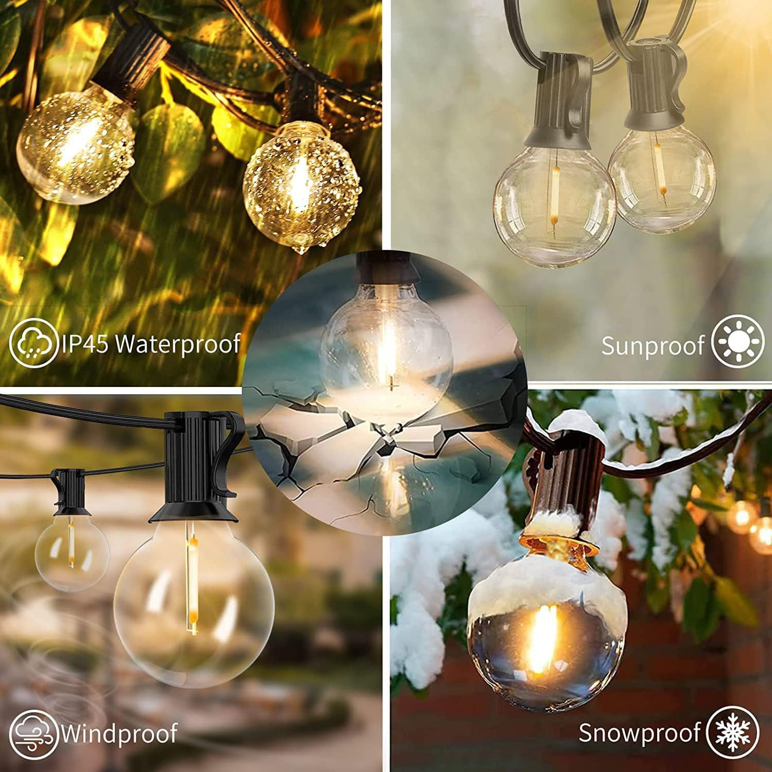 The Holiday Aisle® 200 FT Outdoor String Light,LED Light with 104 Bulbs ...