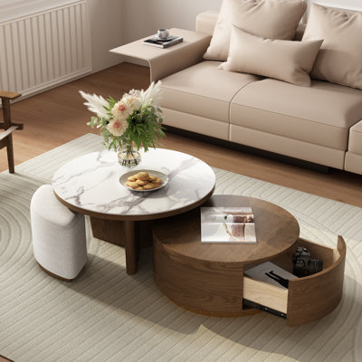 coffee table with pebbles