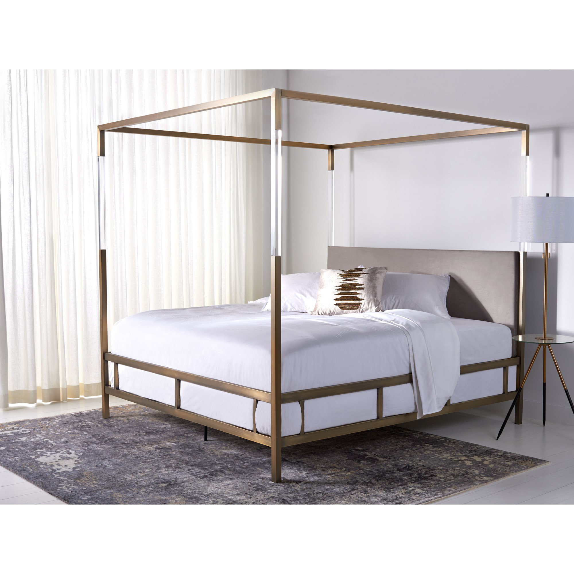 Everly Quinn Bowdoin Upholstered Low Profile Canopy Bed & Reviews | Wayfair