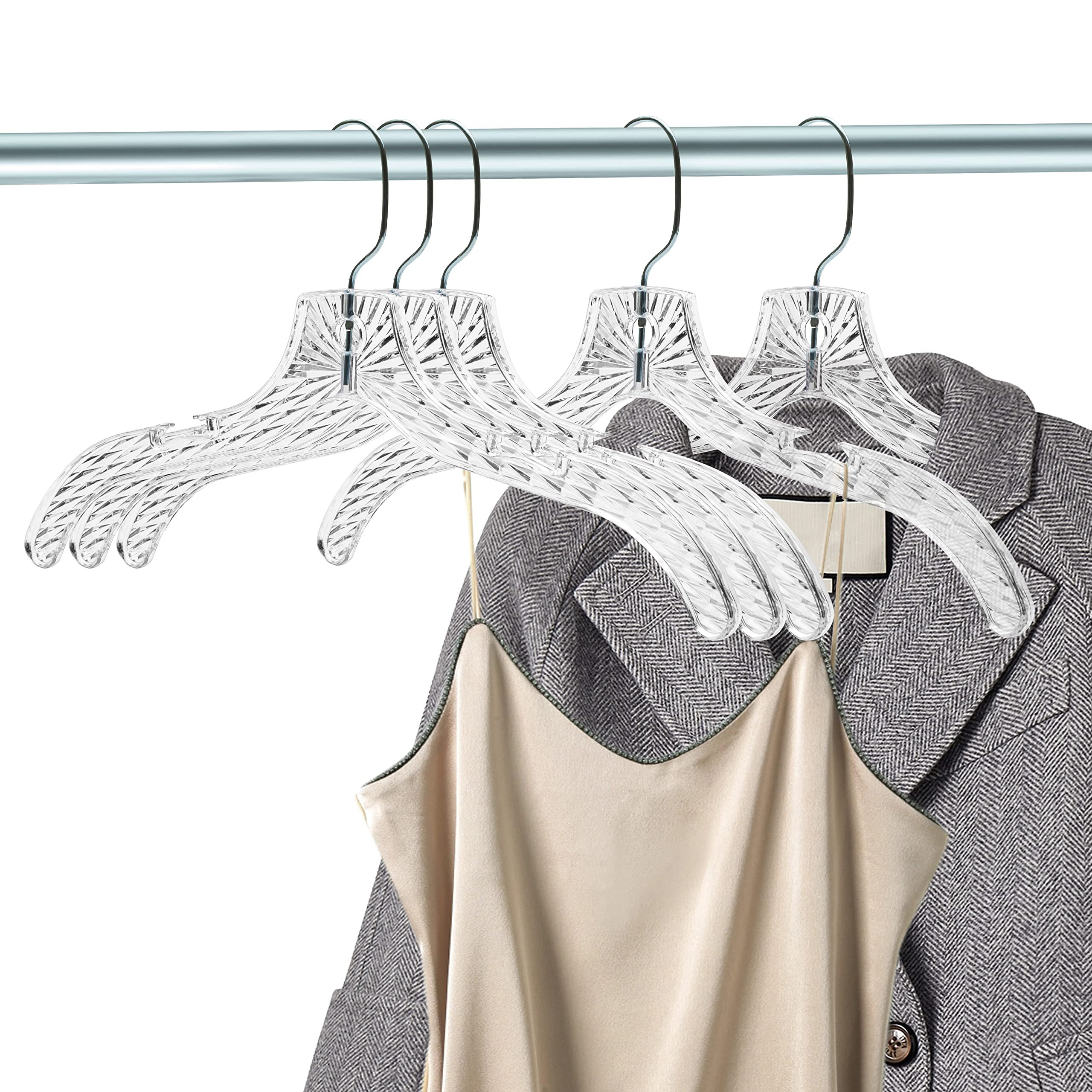 Rebrilliant Clear Plastic Hangers 24 Pack - Crystal Cut For Shirts ...