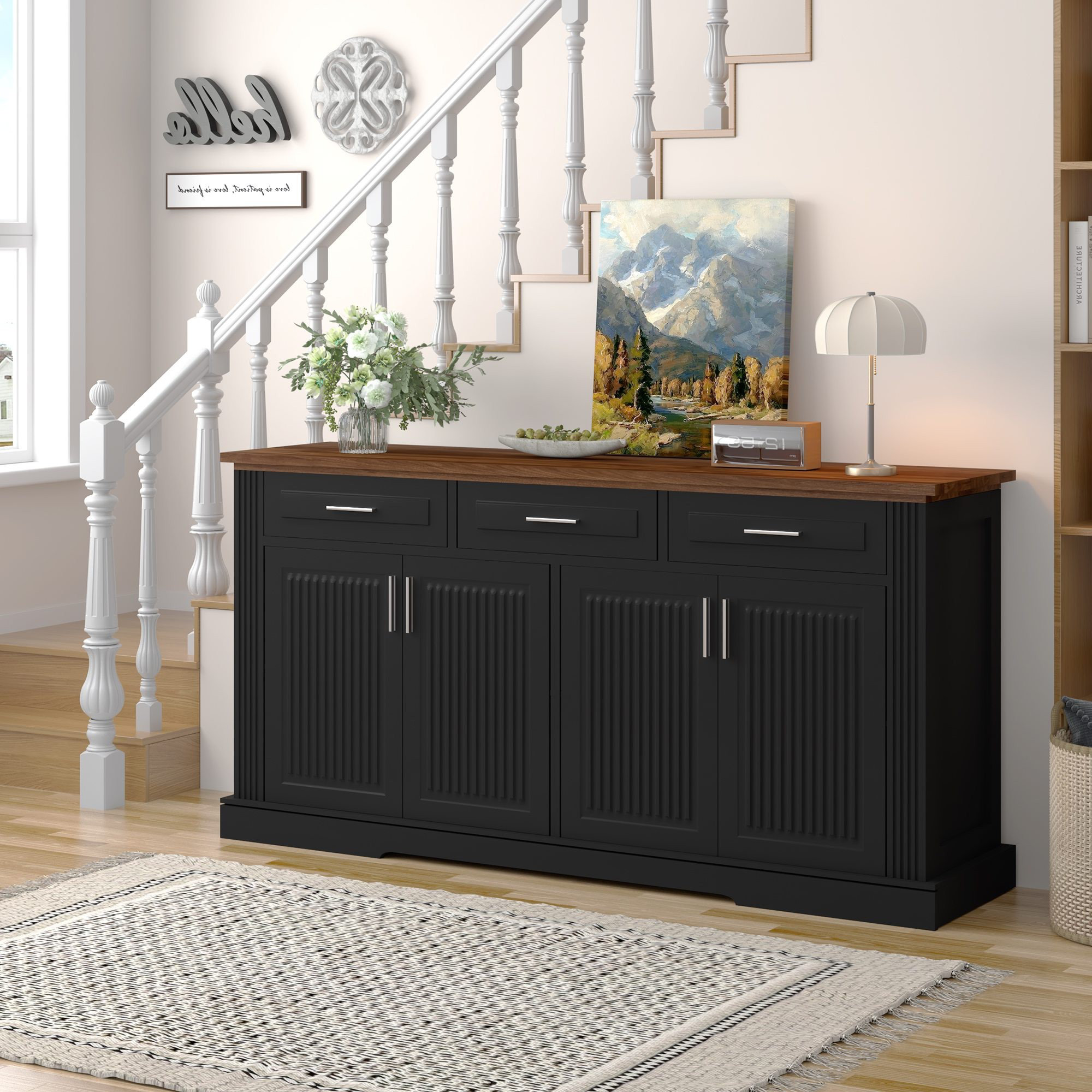 Lark Manor™ Maris 63" Fluted Farmhouse Sideboard With Storage Doors And ...