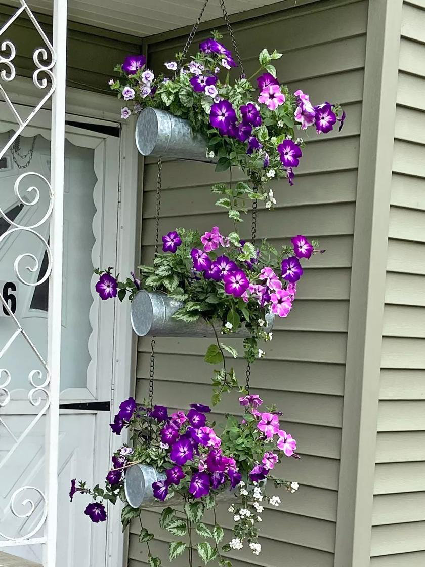 Gracie Oaks Galvanized Hanging Triple Planter | Wayfair