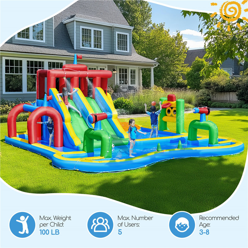 Yaheetech 10-in-1 Double Lane Inflatable Water Slide with Storage Bag ...