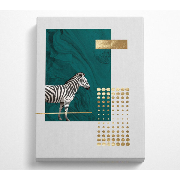 ClassicLiving Green Rectangle With Zebra - No Frame Print on Canvas ...