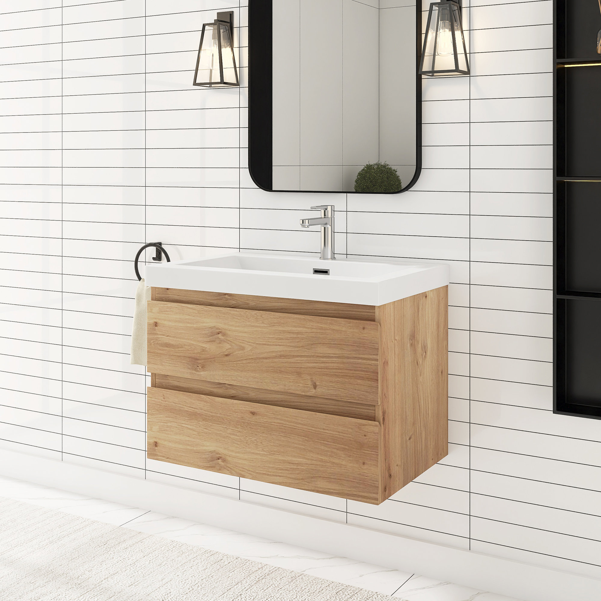 Latitude Run® 30 In. Wall Mounted Bathroom Vanity Set With Integrated ...