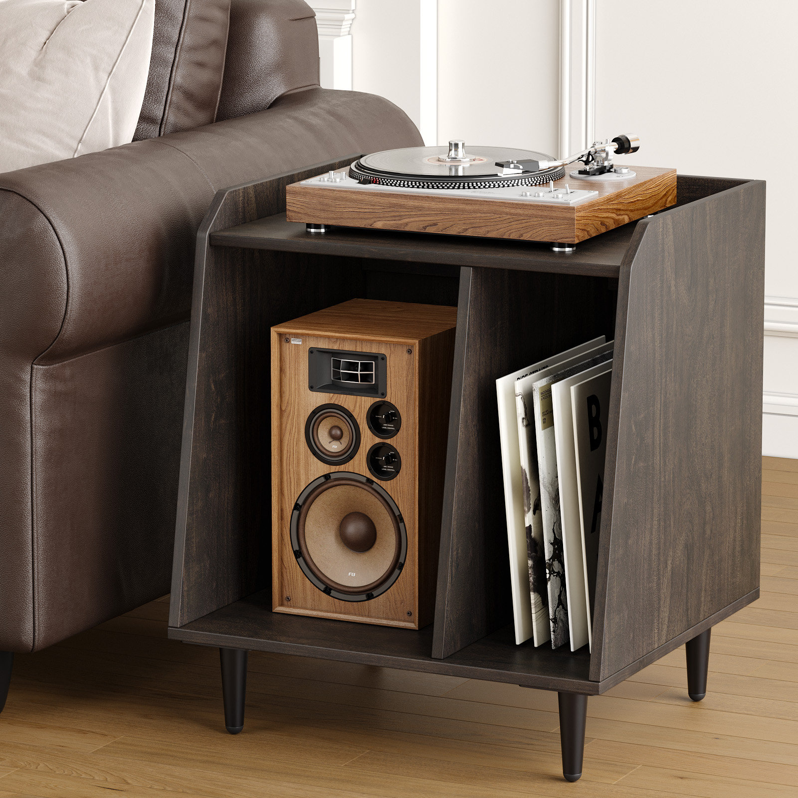George Oliver Record Player Stand With Storage For Bedroom,Living Room ...