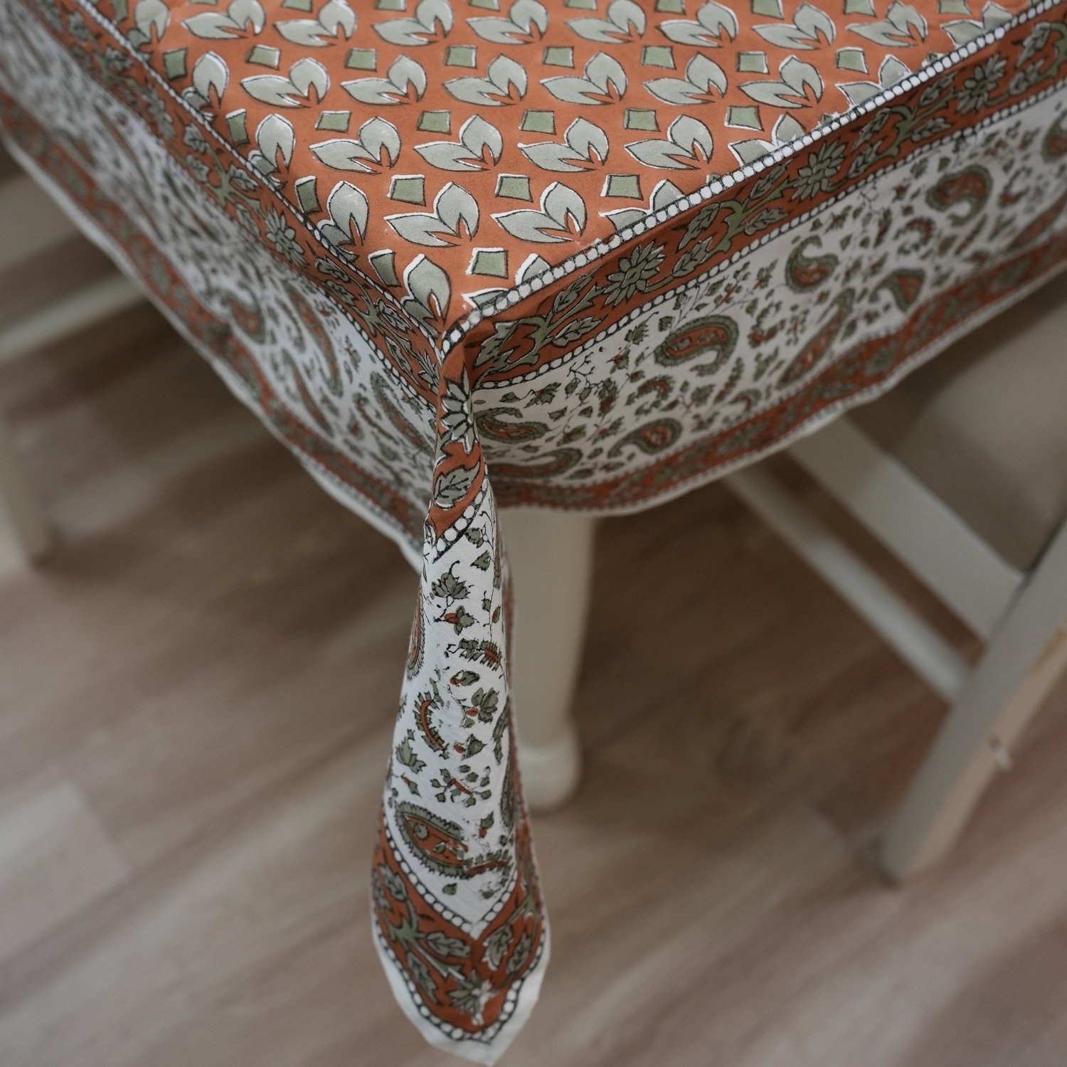 Darby Home Co 60X60 Buti Block Print Cotton Table Cover – Rustic ...