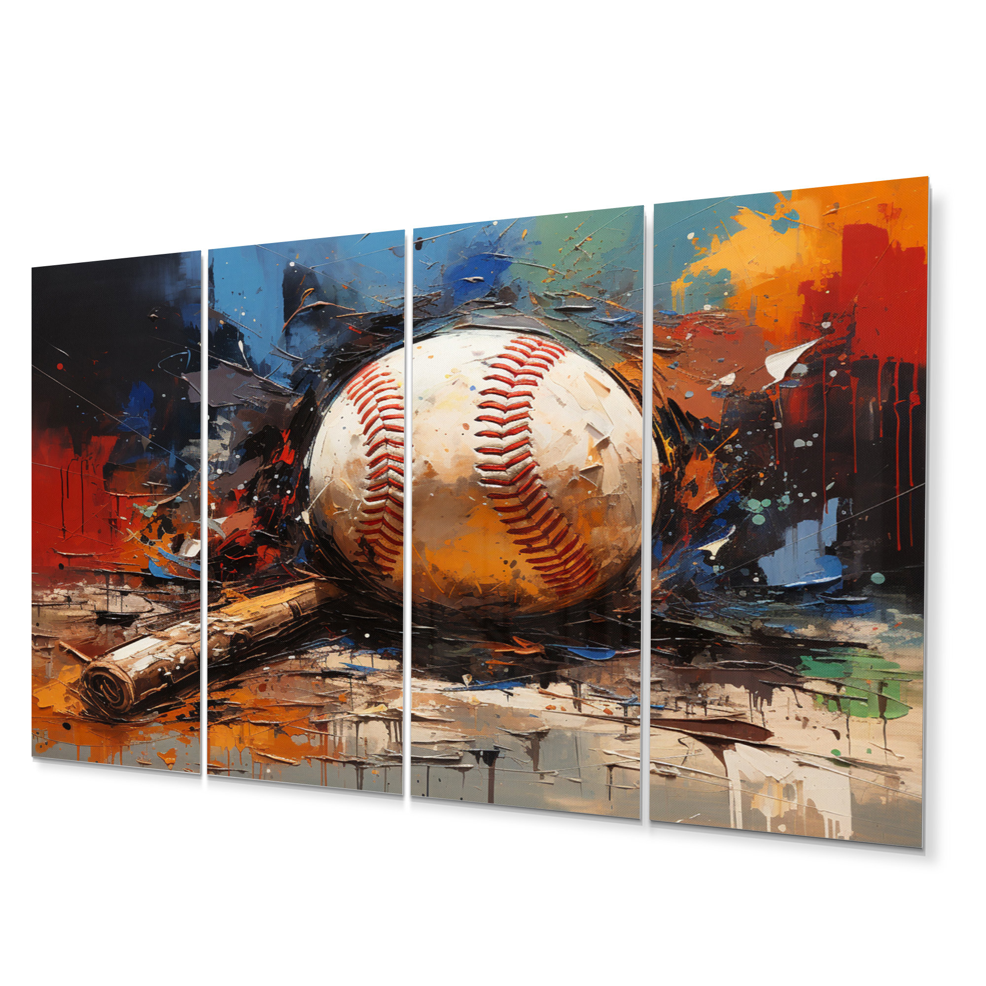 DesignArt Baseball Collage II " Baseball Collage II " 4 - Pieces | Wayfair