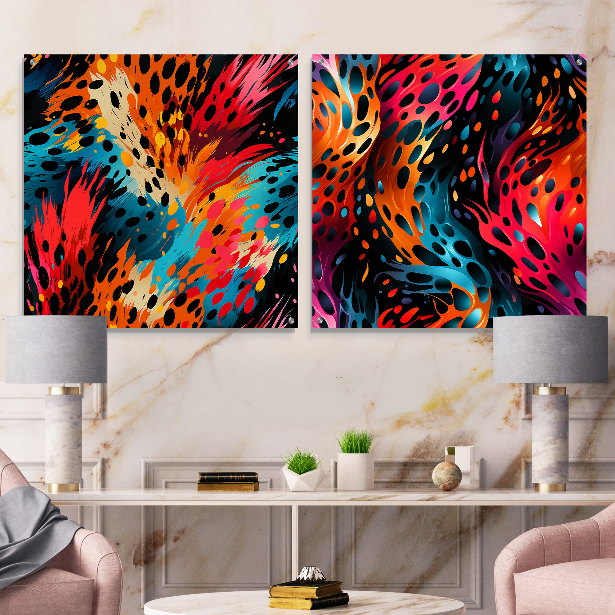 Design Art Colorful Neon Jungle Flash - Abstract Geometric Acrylic Wall ...