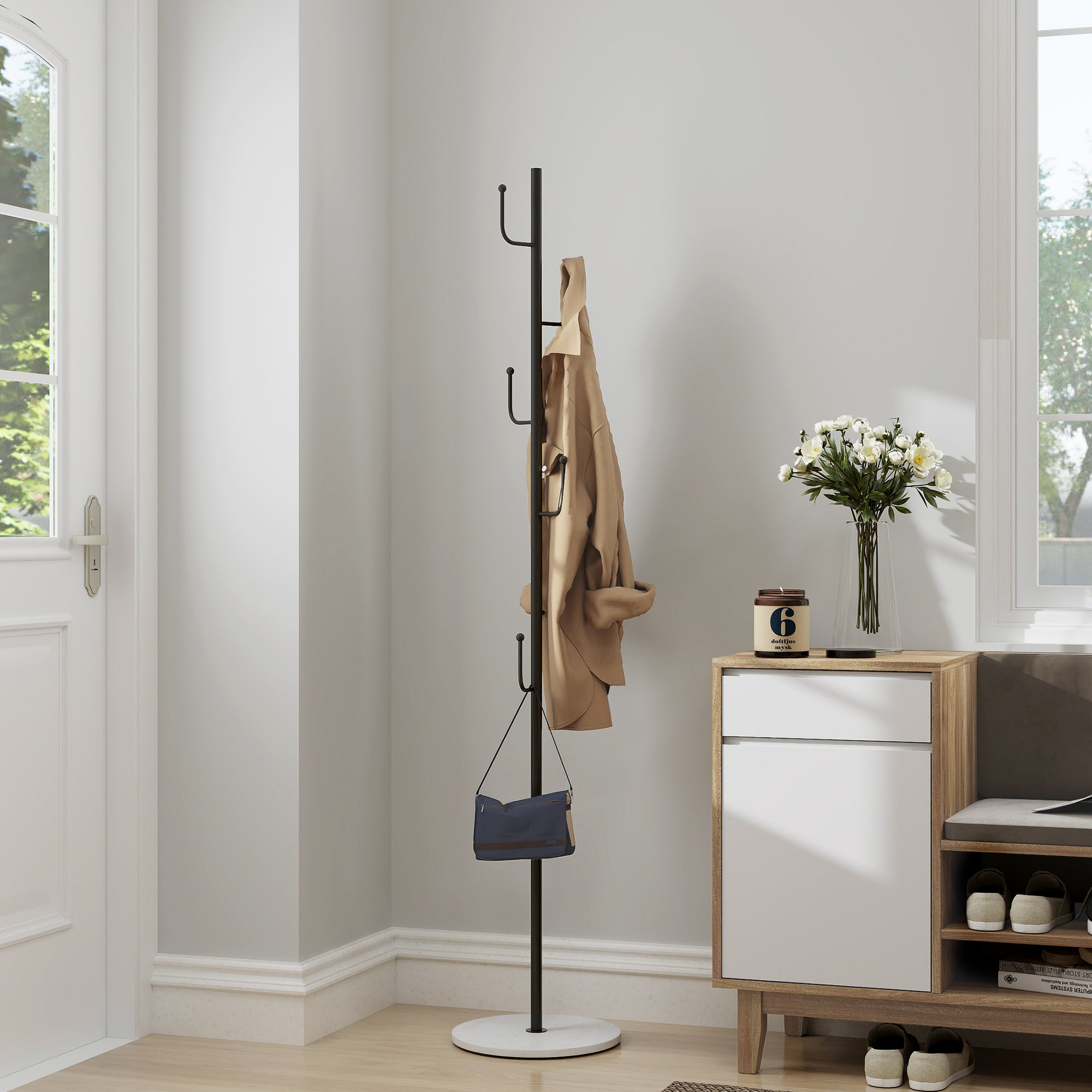 Ebern Designs Inita Metal Freestanding 6 - Hook Coat Rack & Reviews ...