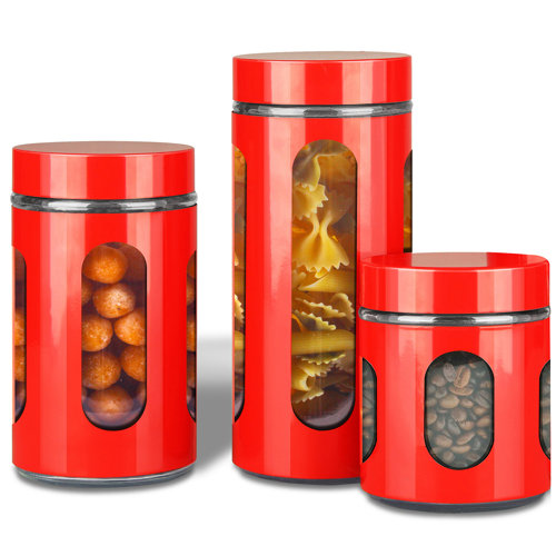 Orren Ellis Glass Canister - Set of 3 & Reviews | Wayfair