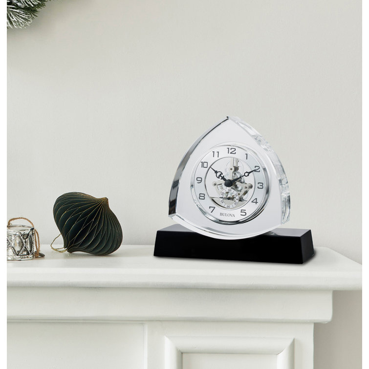 Bulova Analog Quartz Tabletop Clock in Chrome/Black | Wayfair