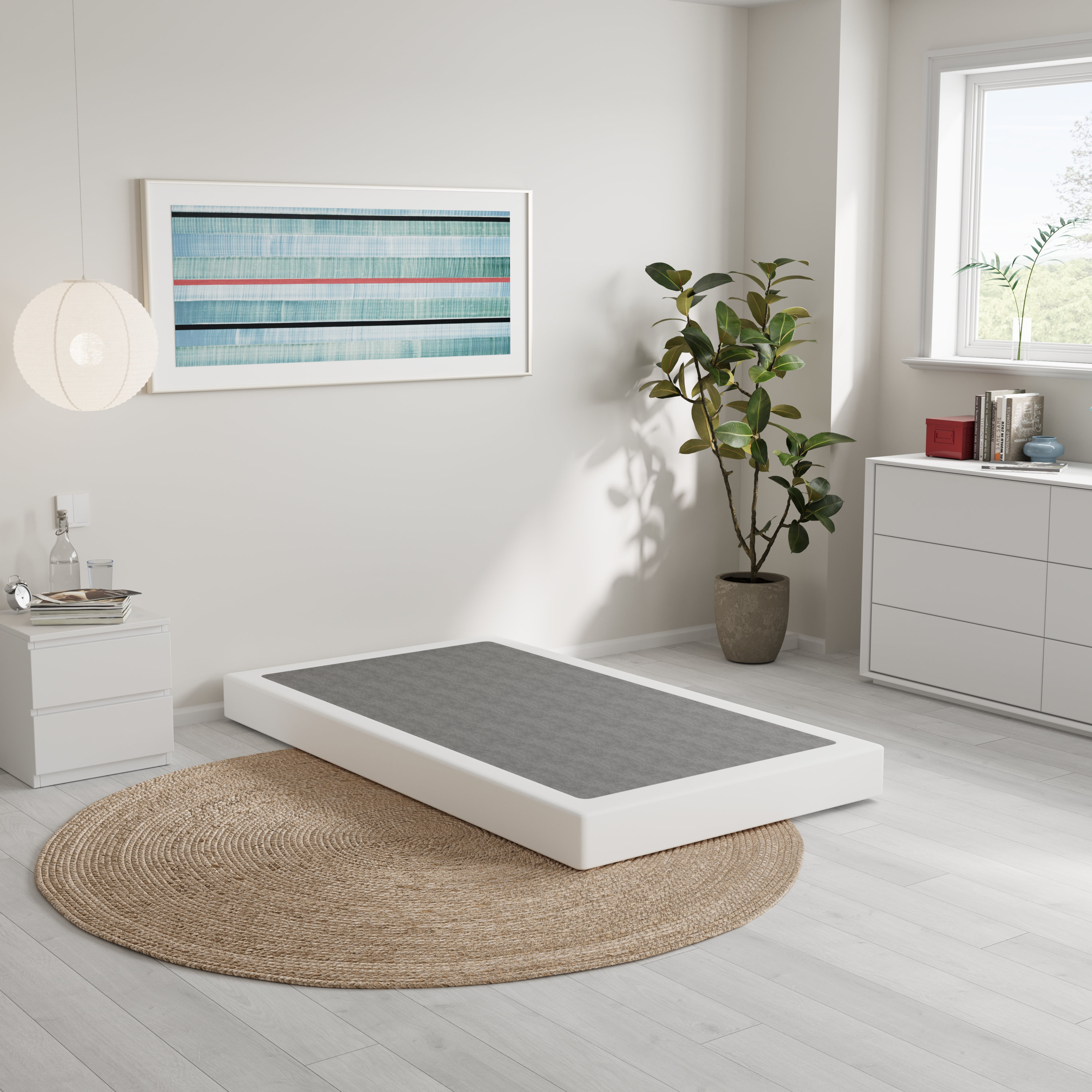 Alwyn Home Likins 4 Inch Metal Box Spring with Frabric Cover, Easy ...