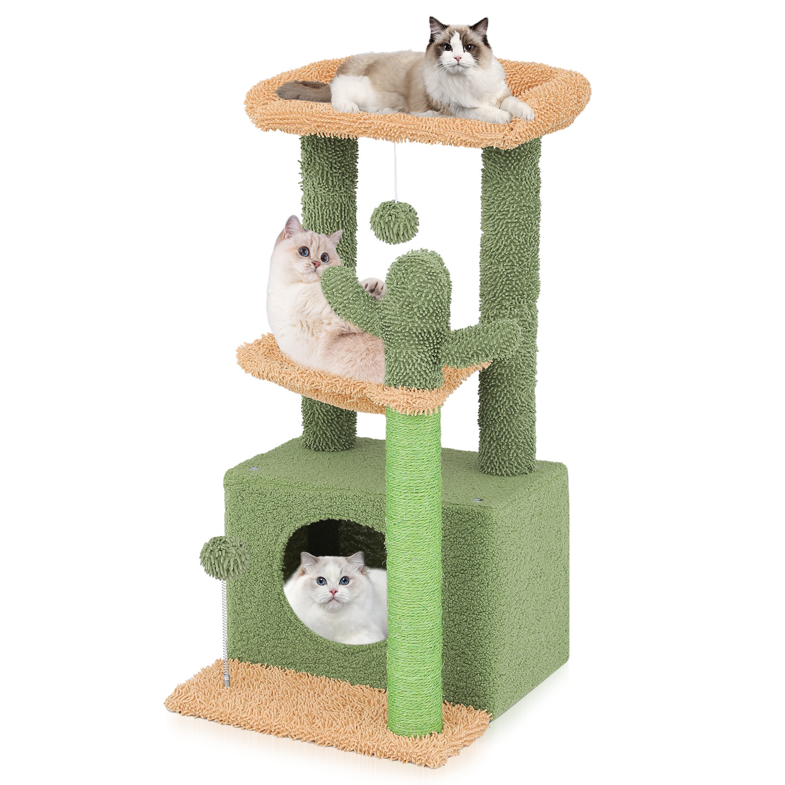 Tucker Murphy Pet™ Everee 33" Cat Tree Tower, Green Cactus Cat Tree ...