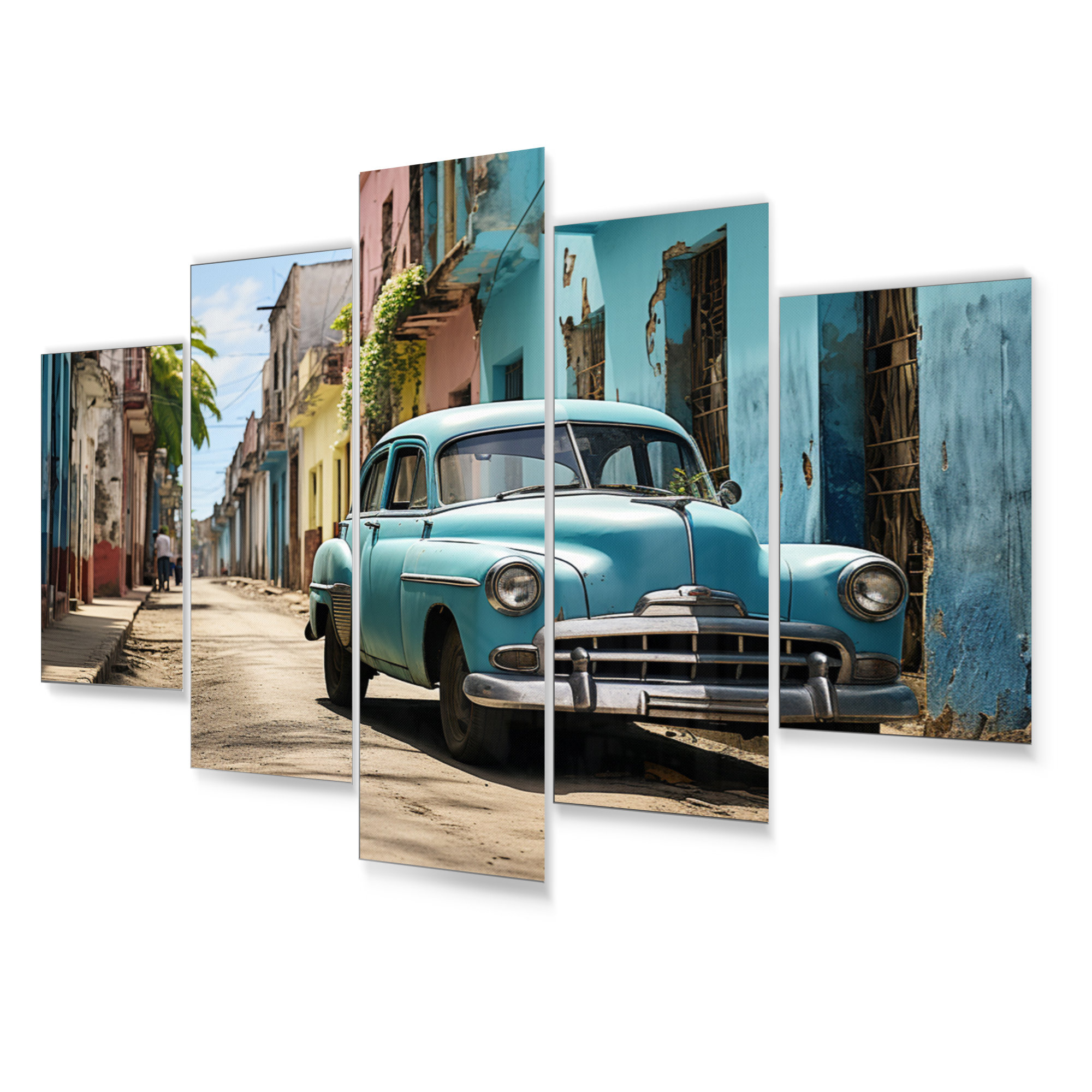 Latitude Run® Cuban Classic Blue Car - Transportation Metal Wall Decor ...